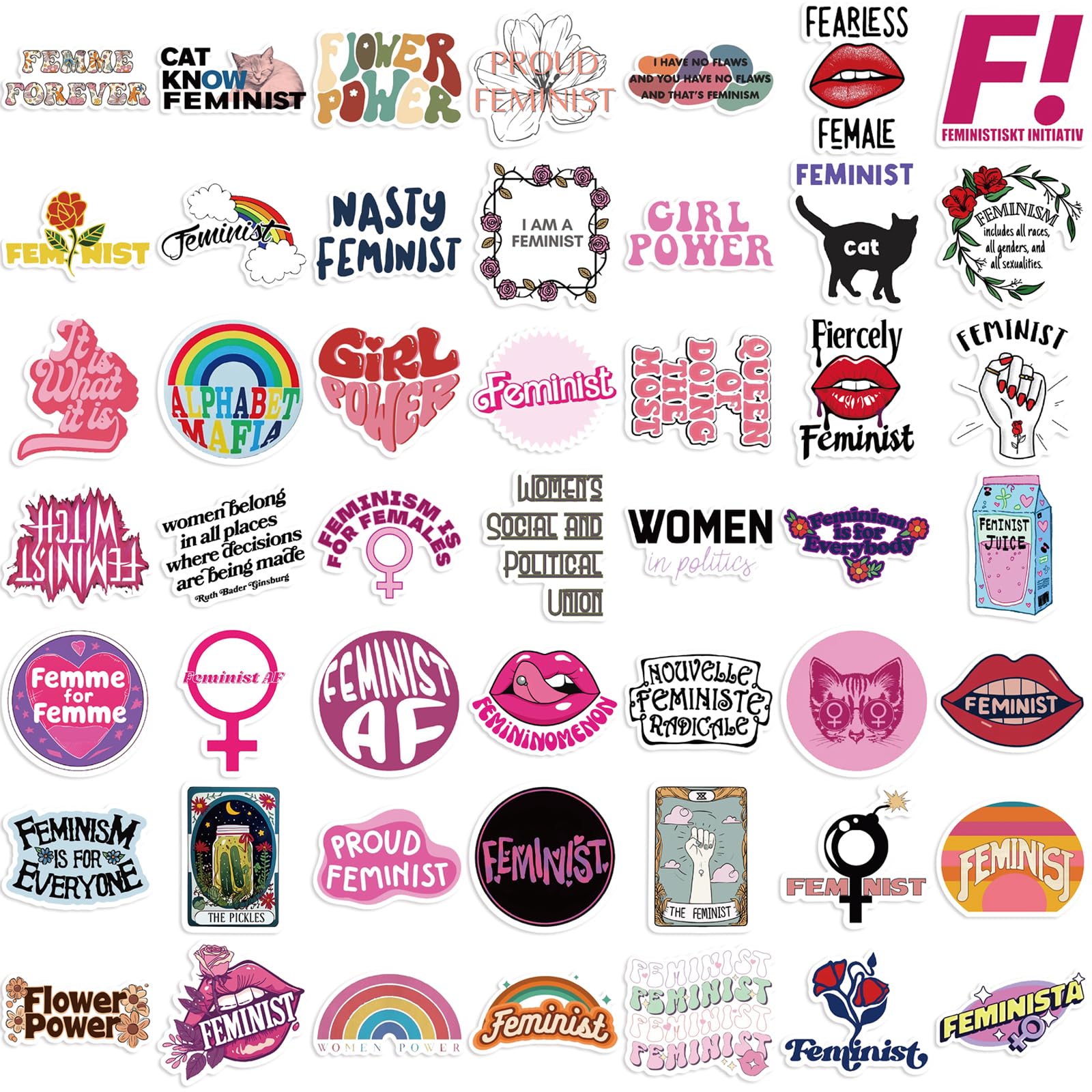 Snapklik.com : RAYNEMB 50 Pcs Inspirational Feminist Stickers Pack ...