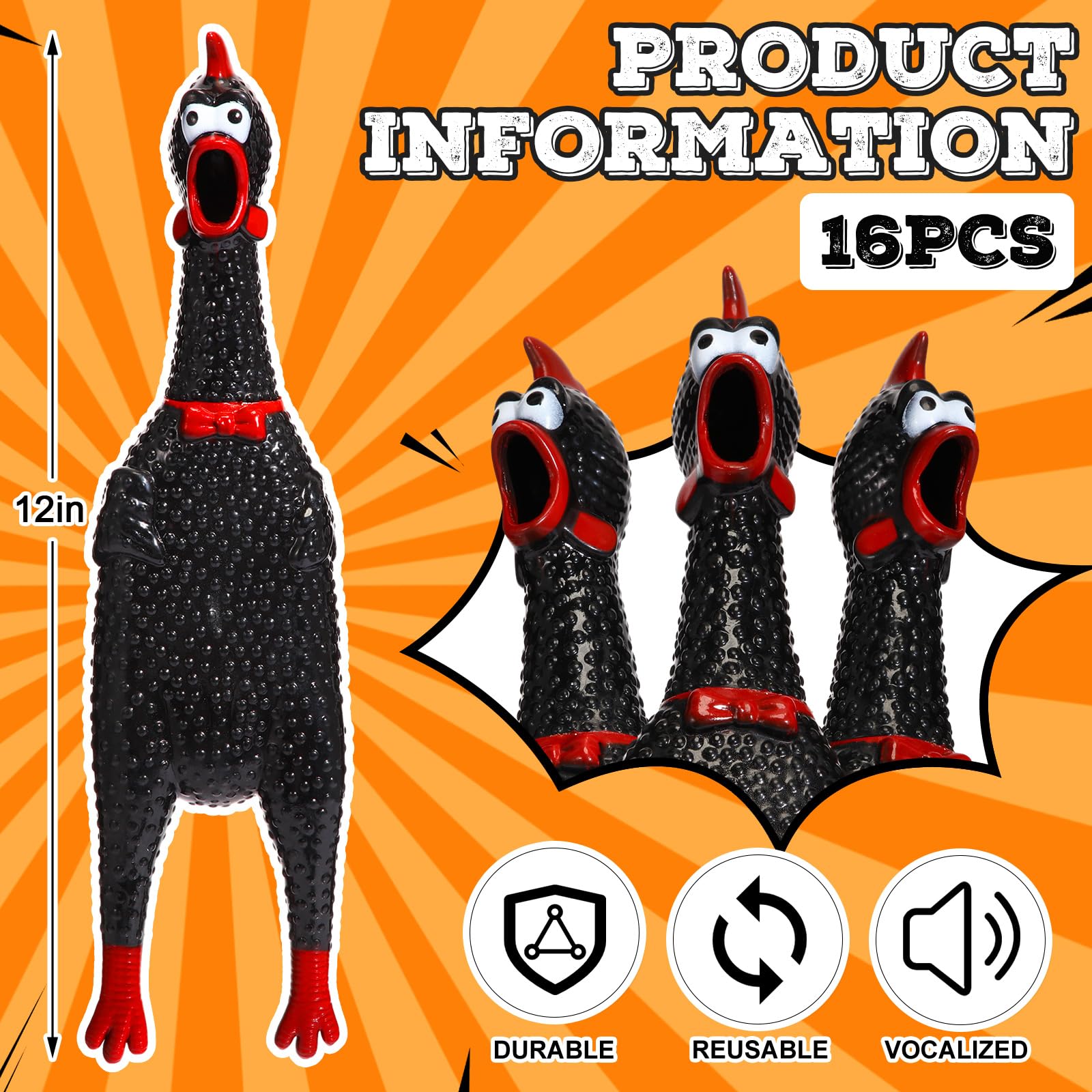Screaming Chicken Toys Bulk Squeaky Rubber Chicken Large Squeaking ...