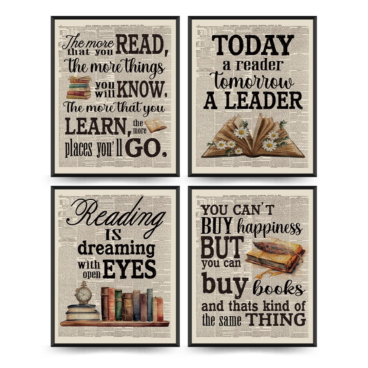 Amazon.com: ETVISO Reading Posters For Library 8x10,Book Club ...