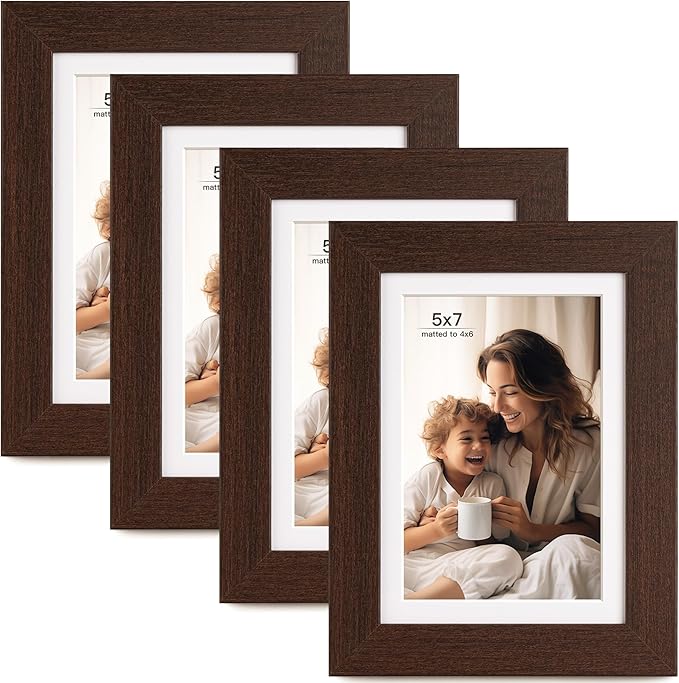 Amazon.com - FinalFind 5x7 Picture Frame with Mat for 4x6, Dark Brown ...