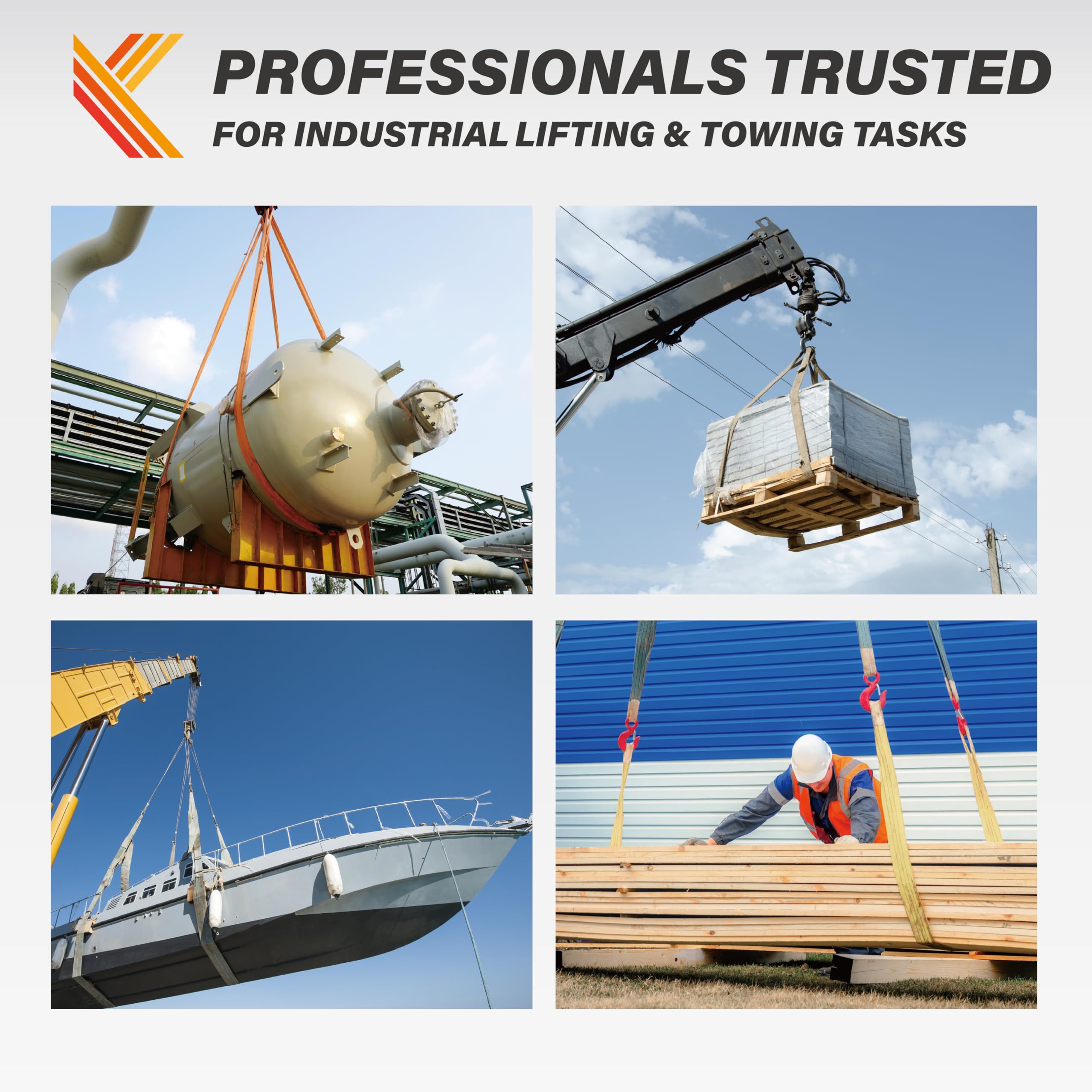 Snapklik.com : 2-Ply Lifting Straps 2”x 15 Ft Webbing Sling Tree Saver ...