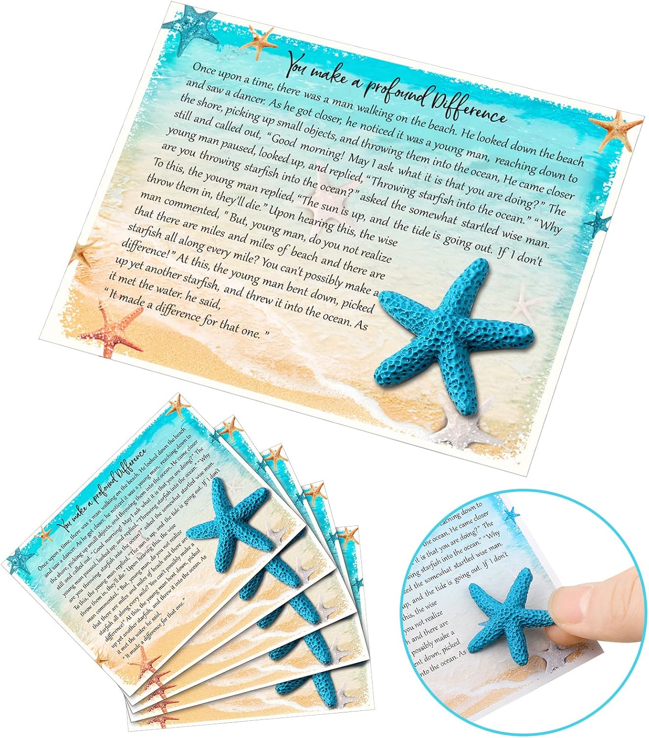 Amazon.com : Spakon 48 Pieces Starfish Card Motivational Story Small ...
