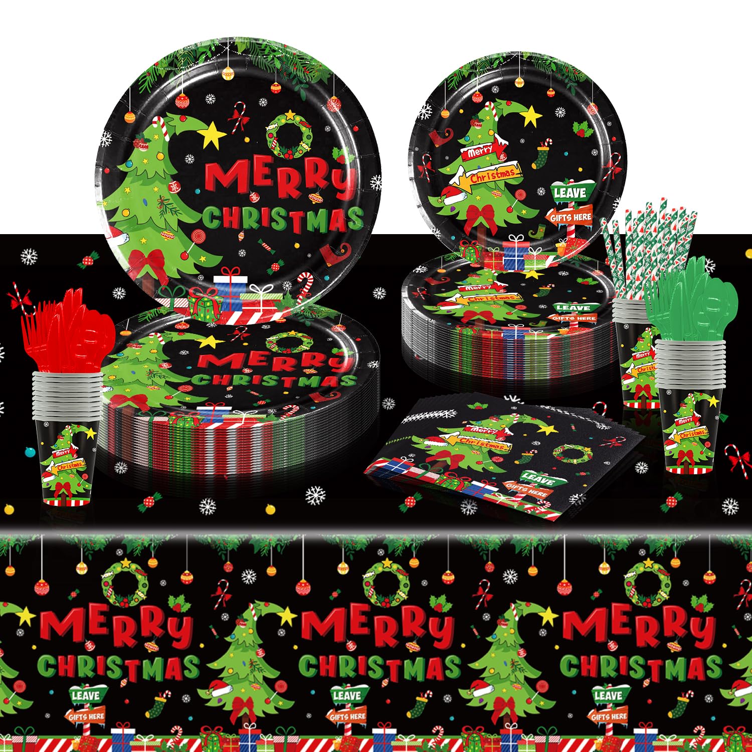 Amazon.com: Christmas Novelty Party Tableware Set - Serves 25 Holiday ...