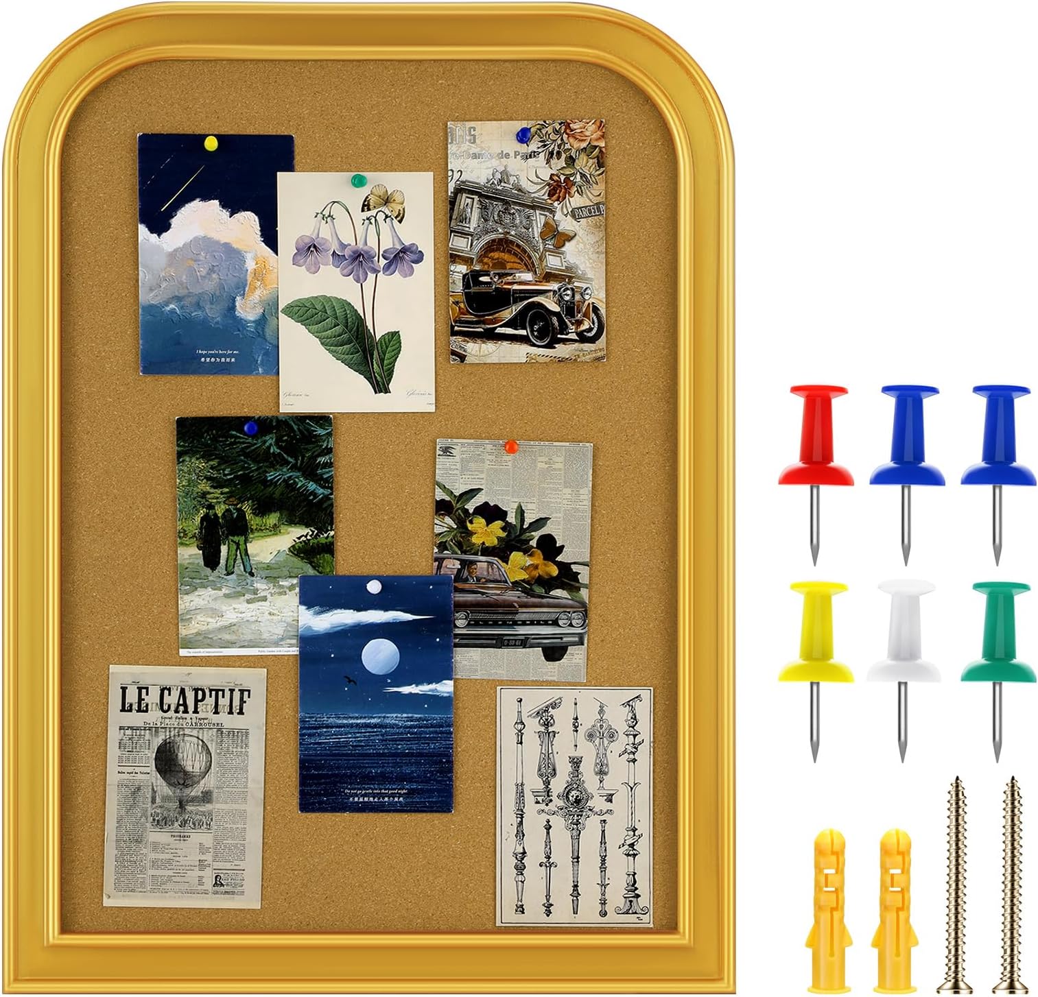 Amazon.com: Kate and Laurel Arendahl Arch Pinboard, Gold, 13 x 25 ...