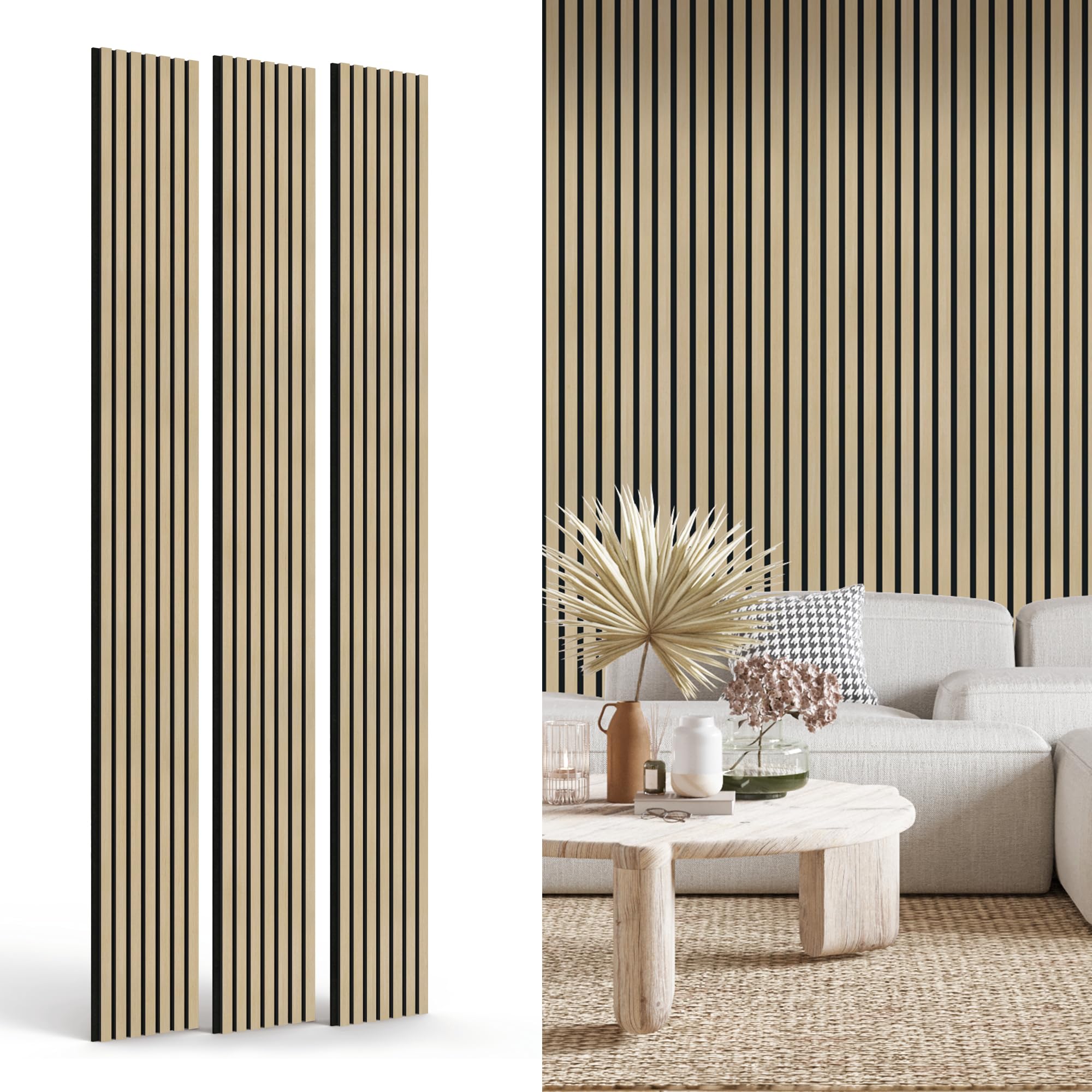 Amazon.com: INNO STICKERS 3-Piece Wood Slat Wall Panel for Interior ...