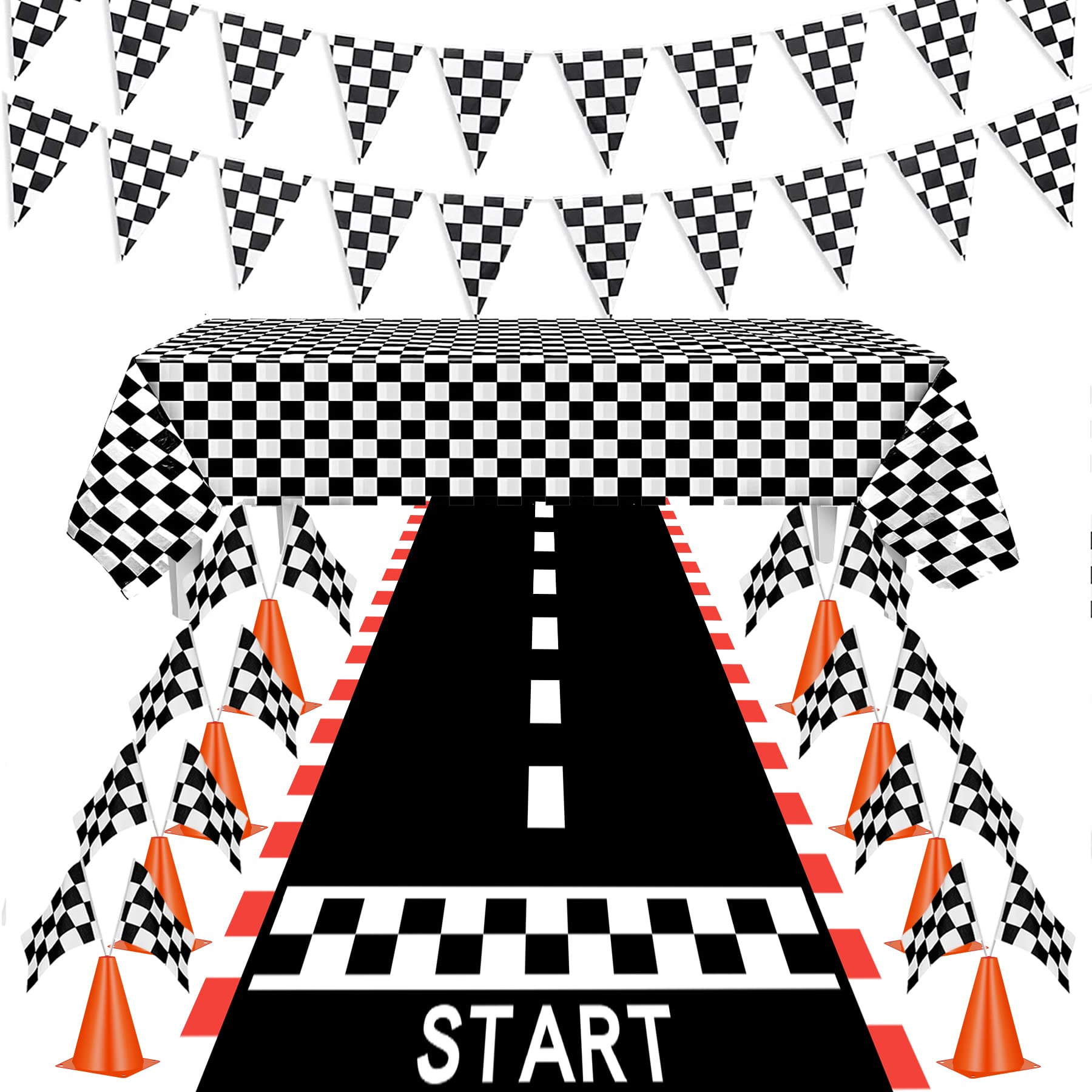 Amazon.com: 29 Pcs Racing Car Party Decorations&Supplies with 8 Traffic ...