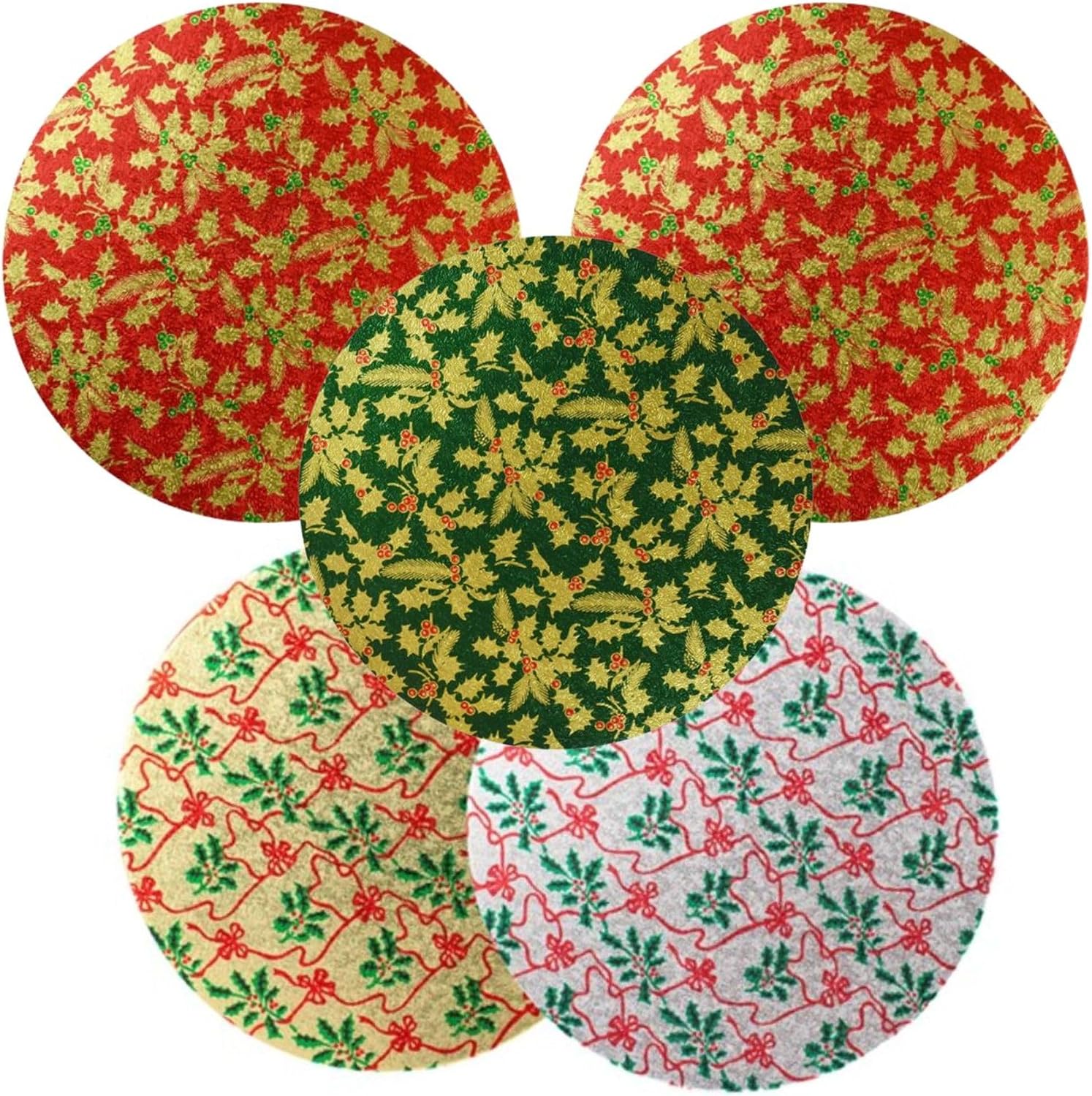 Culpitt Christmas Cake Boards, Classic Holy Design, Red, Green, Gold ...