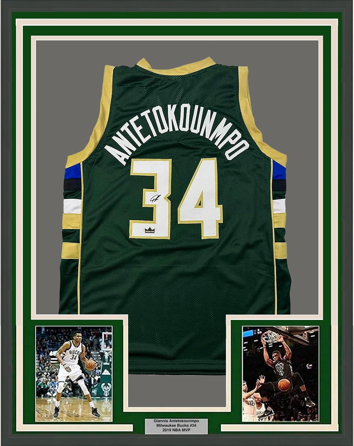Framed Facsimile Autographed Giannis Antetokounmpo 35x39 Milwaukee ...
