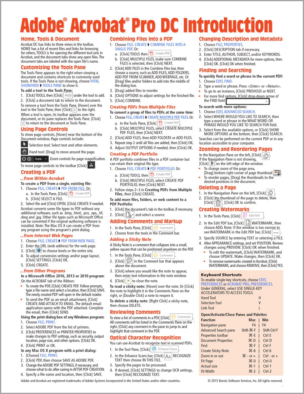 Adobe Acrobat Pro DC Introduction Quick Reference Guide (Cheat Sheet of ...