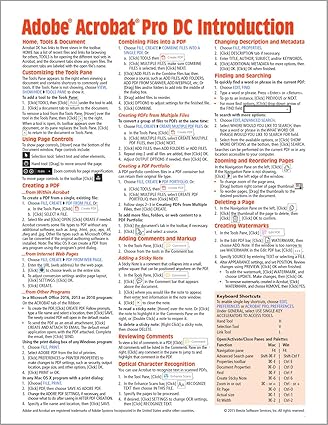Adobe Acrobat Pro DC Introduction Quick Reference Guide (Cheat Sheet of ...