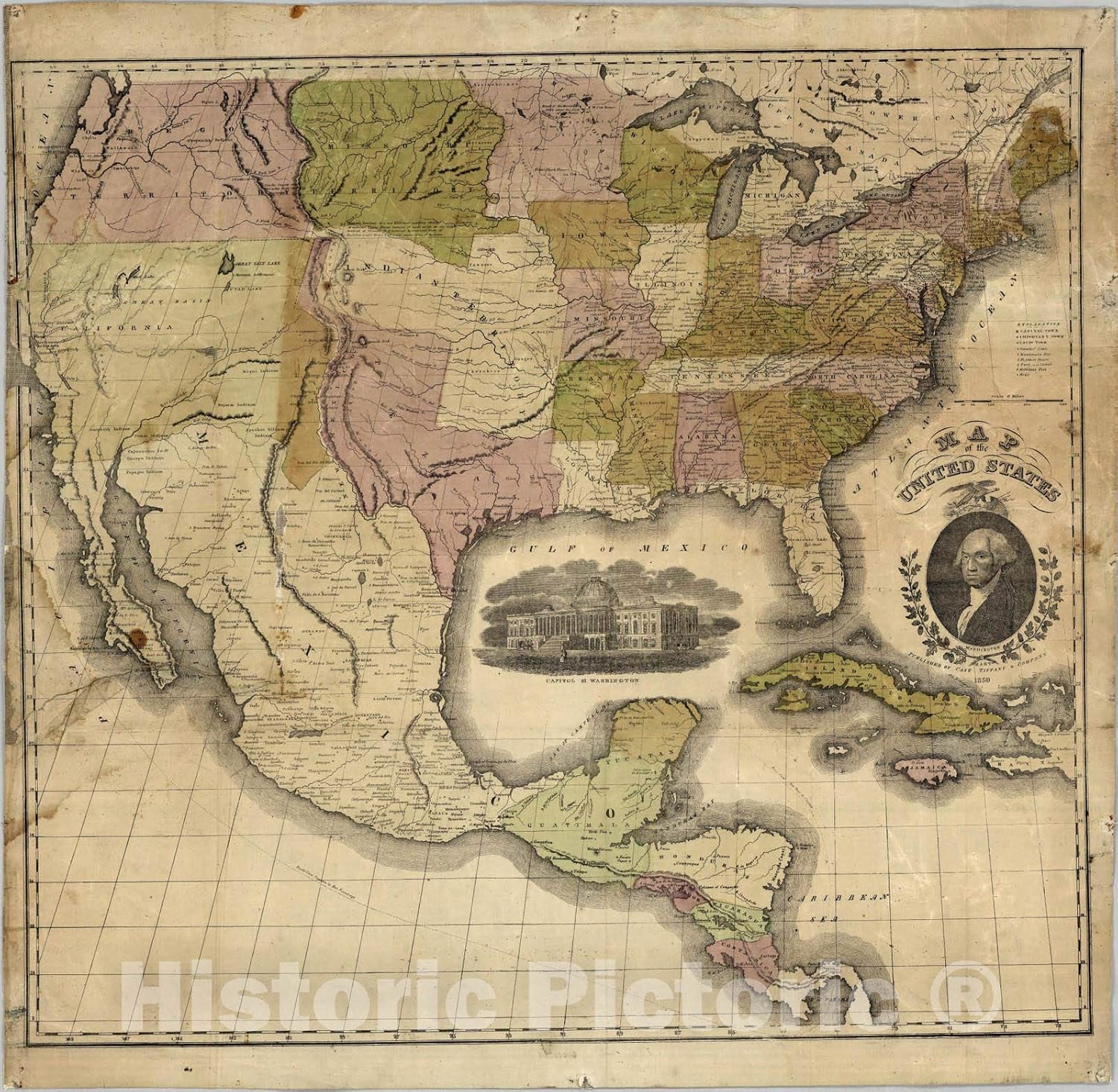 Amazon.com: Historic Map - Map of The United States, 1850 v2 -: Posters ...