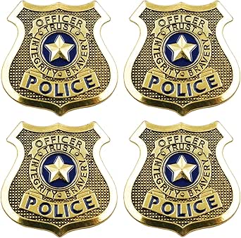 4 Pack Police Badge, Metal Sheriff pin for Adult, Cowboy Party ...