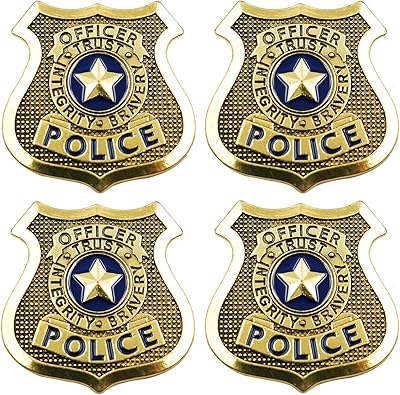 Amazon.com: 4 Pack Police Badge, Metal Sheriff pin for Adult, Cowboy ...