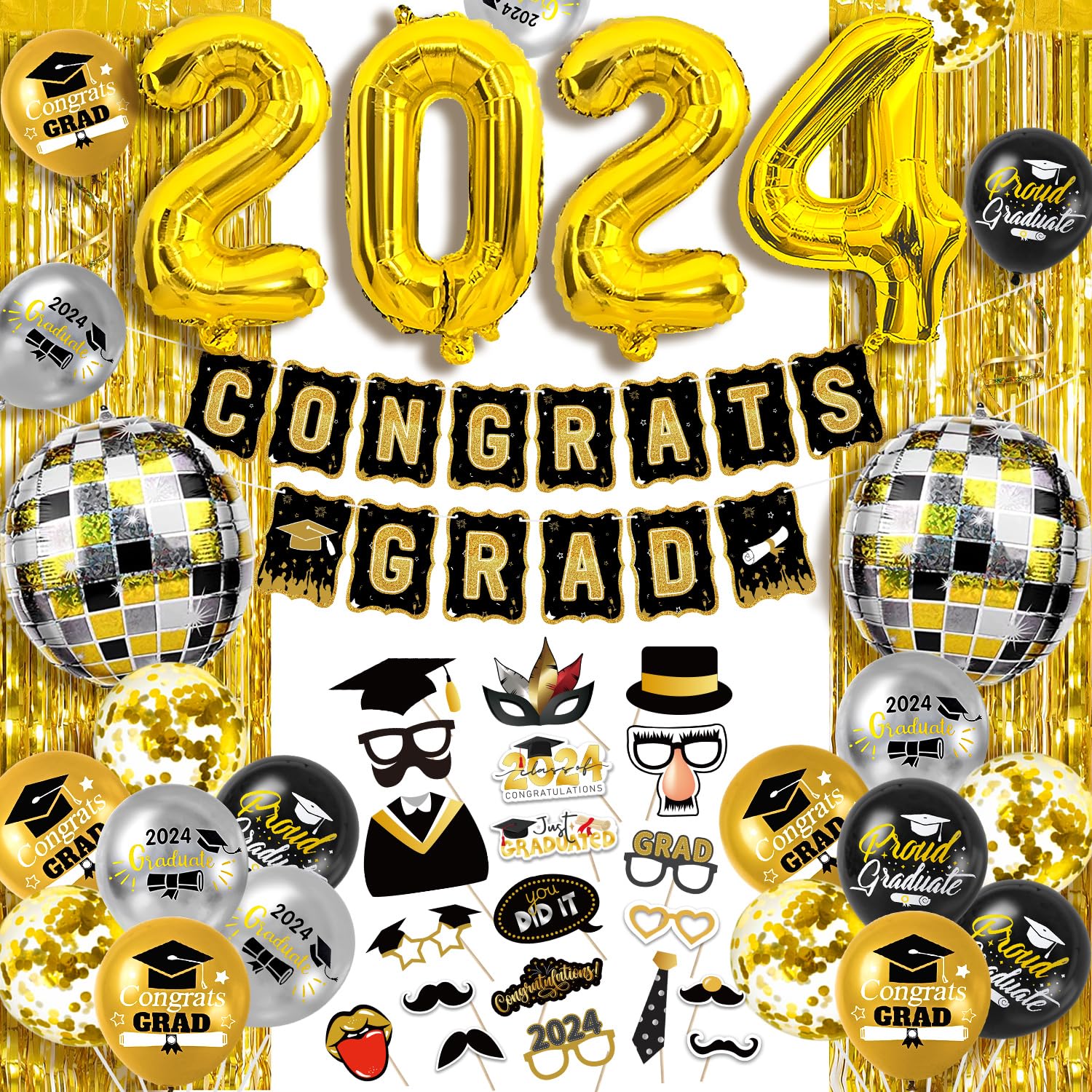 Buy iZoeL Graduation Decorations 2024 Congrats Grad Graduation Banner ...
