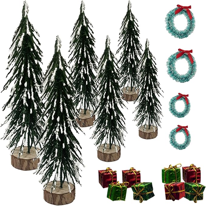 Amazon.com: 18 PSC Mini Christmas Trees Decorations,Mini Christmas ...