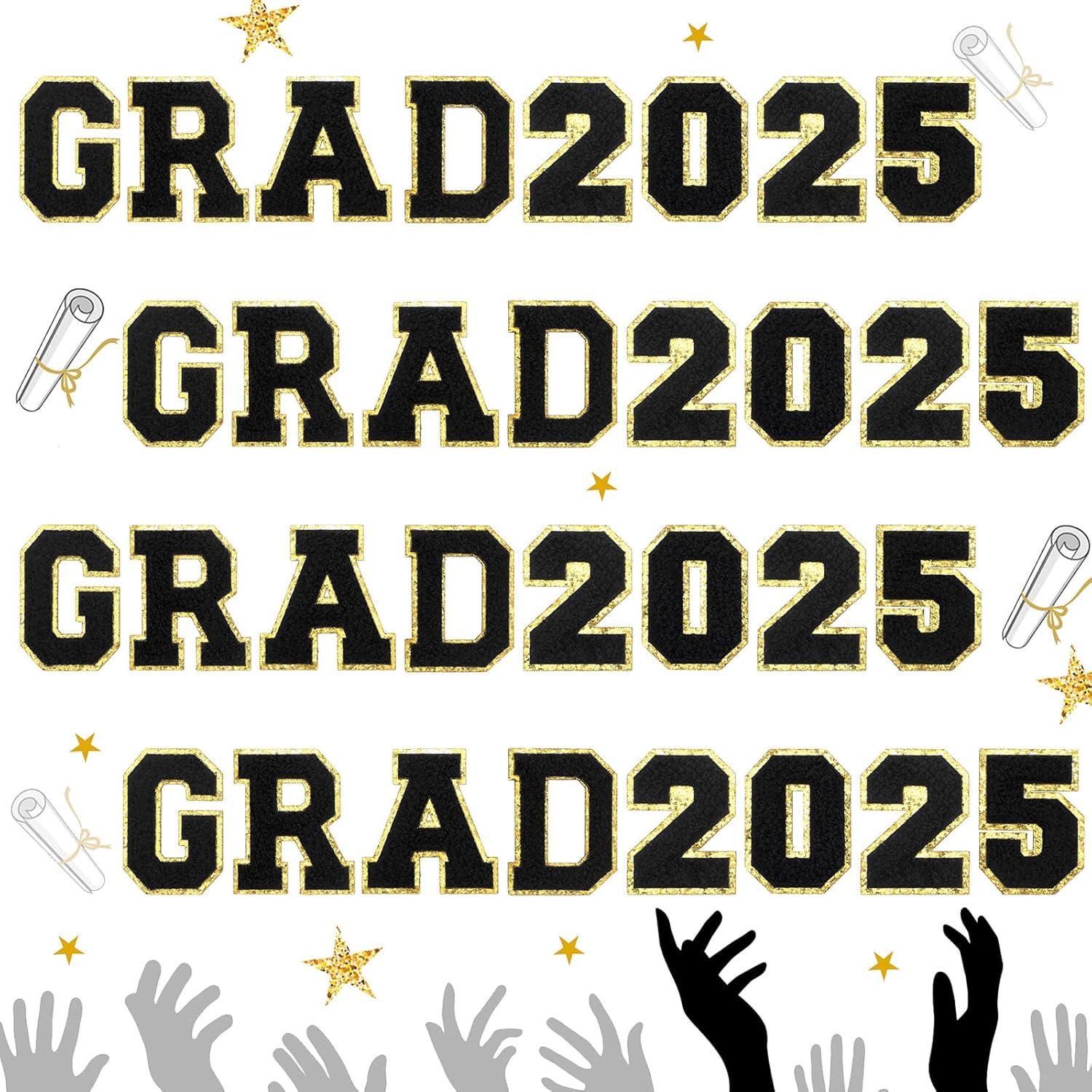 Amazon.com: Lyrow 32 Pcs Self Adhesive Grad 2025 Iron on Patches Sew on ...