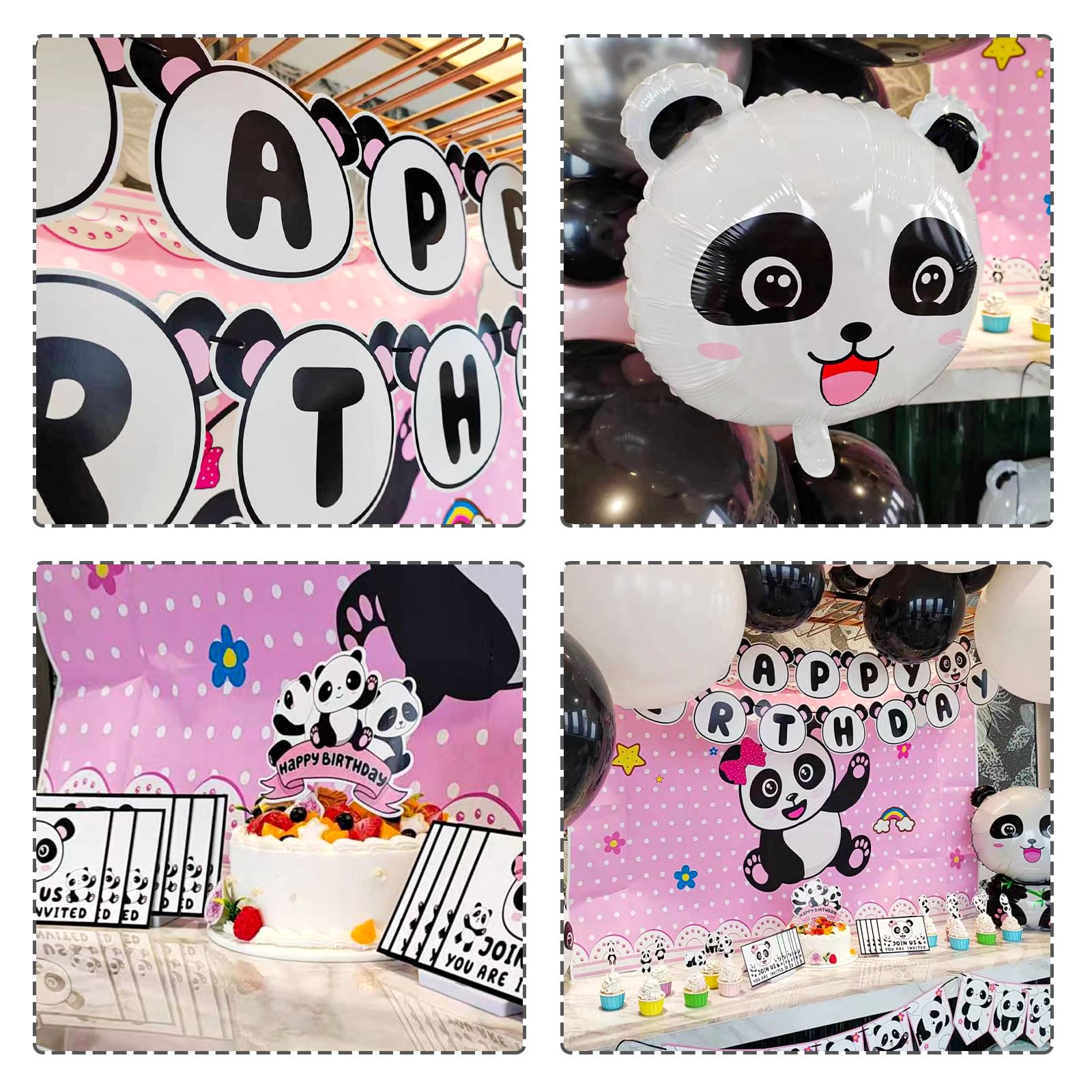 Snapklik.com : Pink Panda Themed Party Decorations Birthday Banners ...