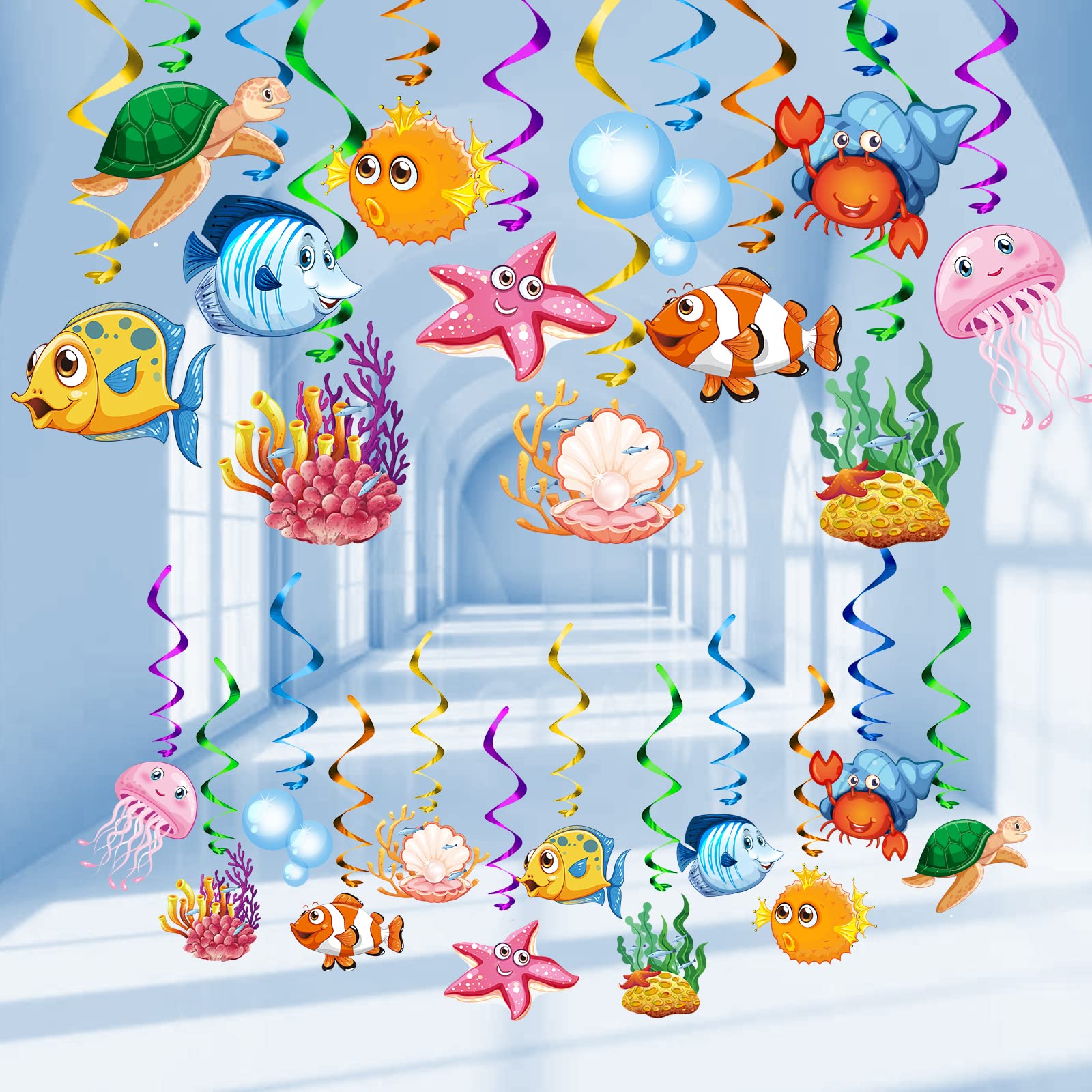 Amazon.com: FRIDAY NIGHT 36 Pieces Sea Animals Hanging Swirl ...
