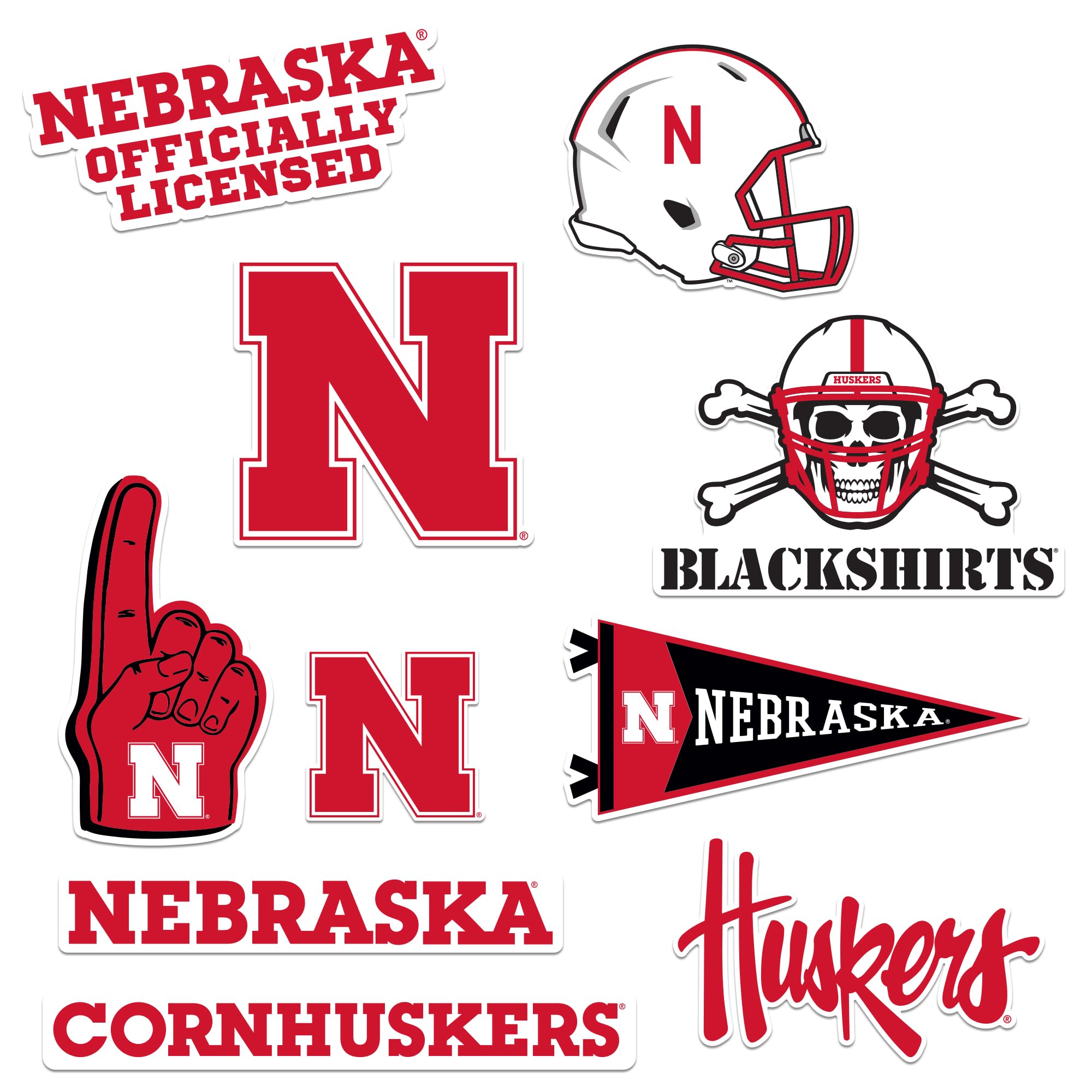 Amazon.com: University of Nebraska 9ct Vinyl Large Deluxe Stickers ...