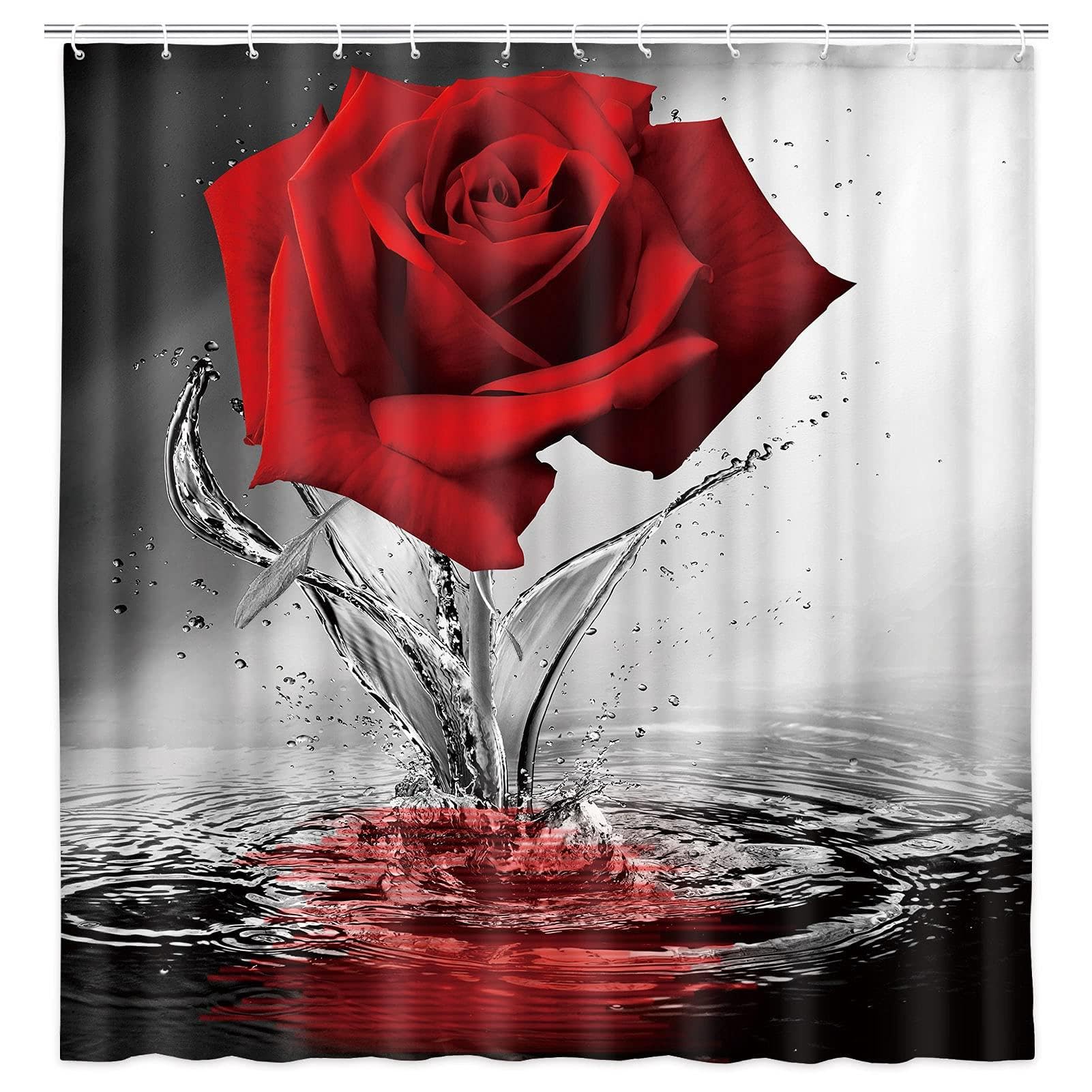 Red Rose Shower Curtain Loop Curtain Seduction 140 X 255 Cm Flower Red