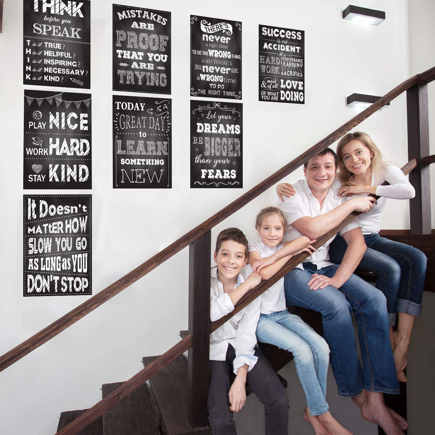 Whaline 20 Pack Motivational Classroom Posters, Chalkboard Design ...
