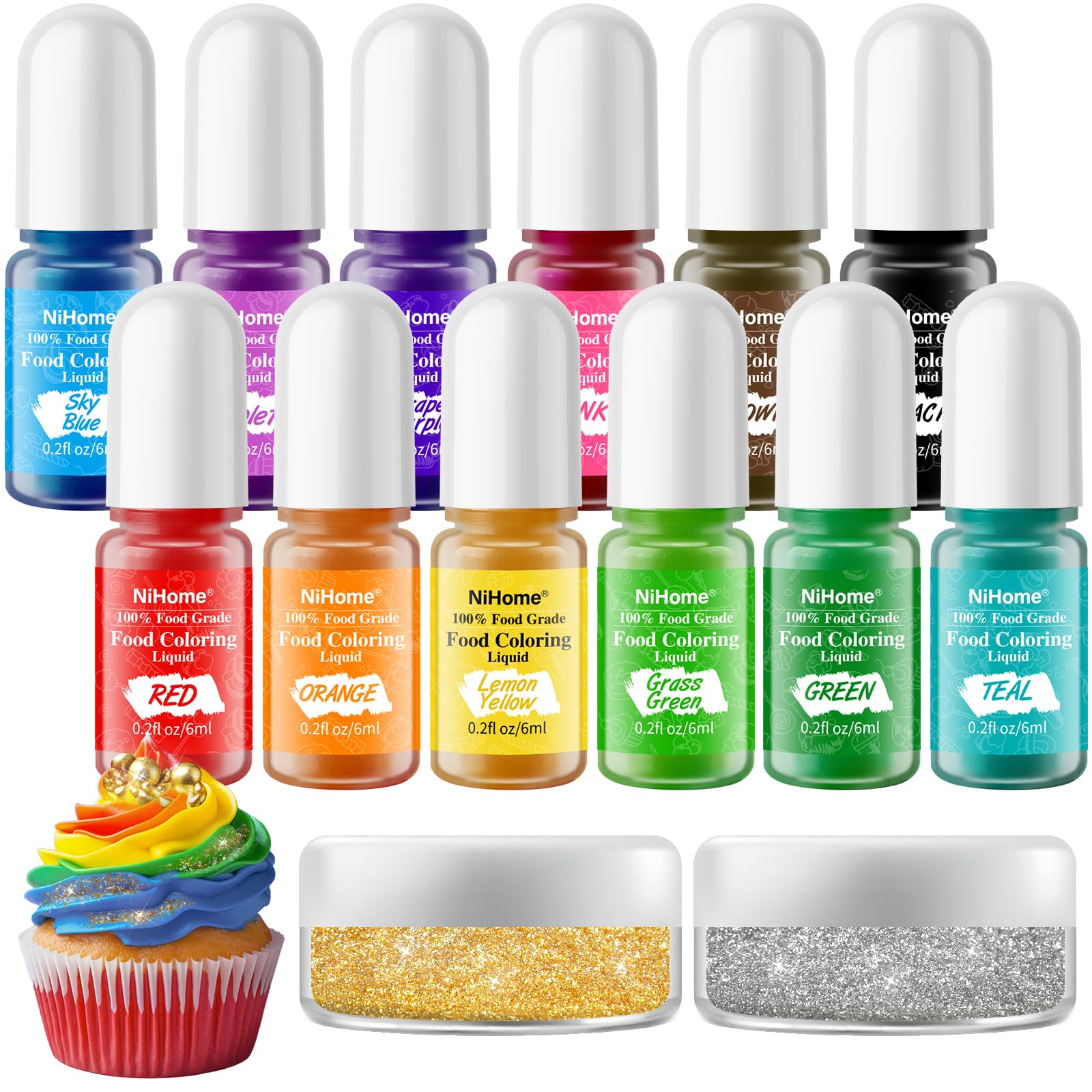 Snapklik.com : NiHome 12 Colors Food Coloring & Edible Luster Dust ...