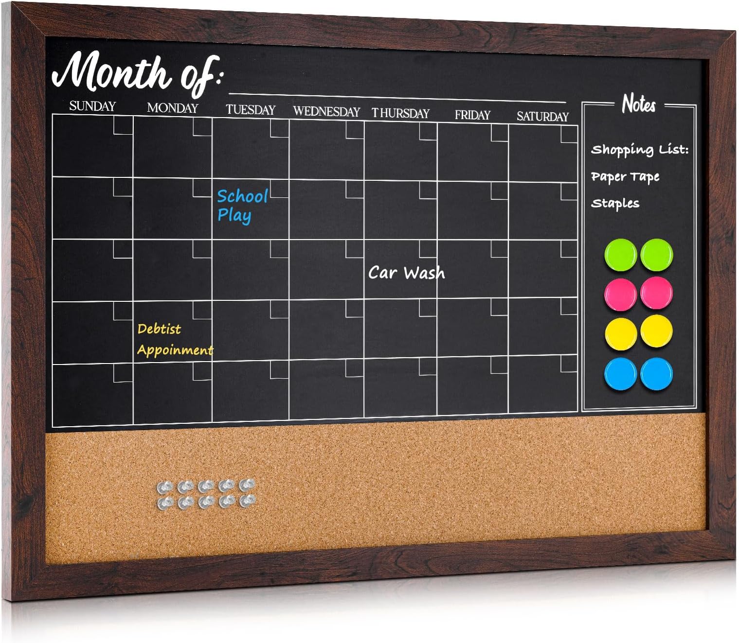 Amazon.com : TORASO Calendar Chalkboard,Small Magnetic Surface Black ...