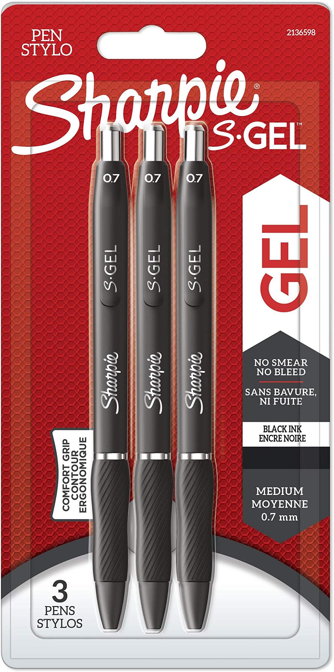 Sharpie S-Gel | Gel Pens | Medium Point (0.7mm) | Black Ink | 3 Count ...