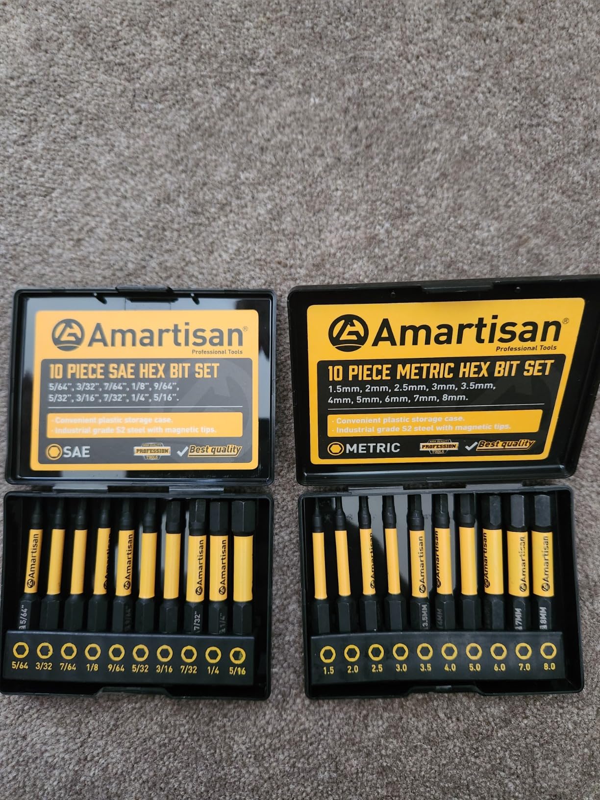 Amartisan 20 PACK Hex Head Allen Wrench Drill Bit Set, Metric and SAE ...