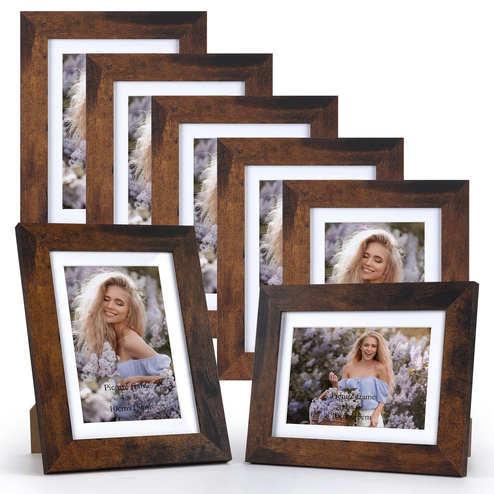 Amazon.com - PETAFLOP 4x6 Picture Frame 7 Pack, Rustic Brown Wooden ...
