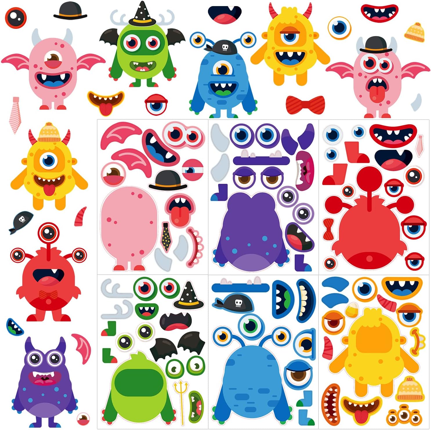 Amazon.com: Monster Make Your Own Stickers for Kids, Mix and Match ...