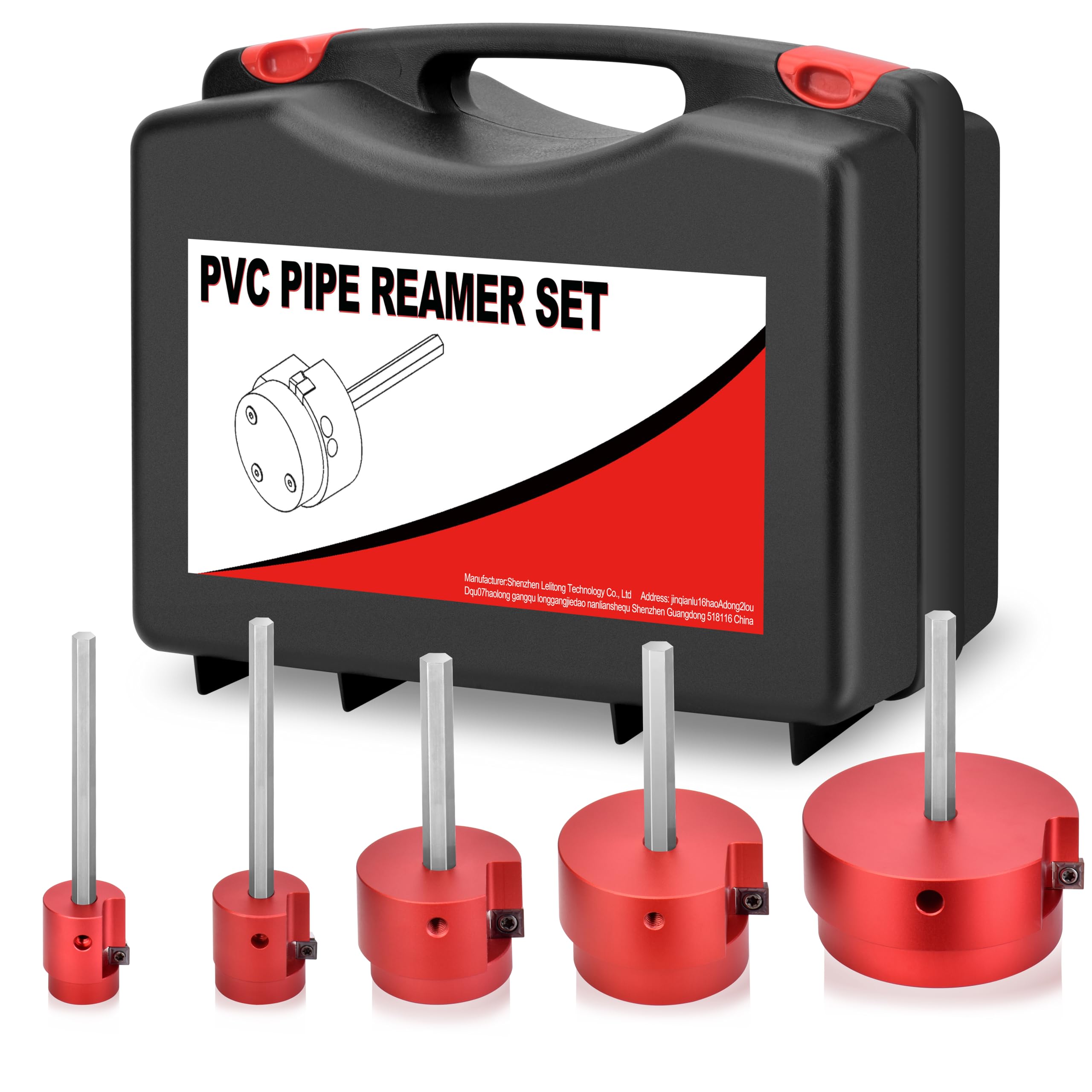 5Pcs PVC Pipe Reamer Kit With 3/4inch,1 inch,1-1/2inch, 2inch, 3inch ...