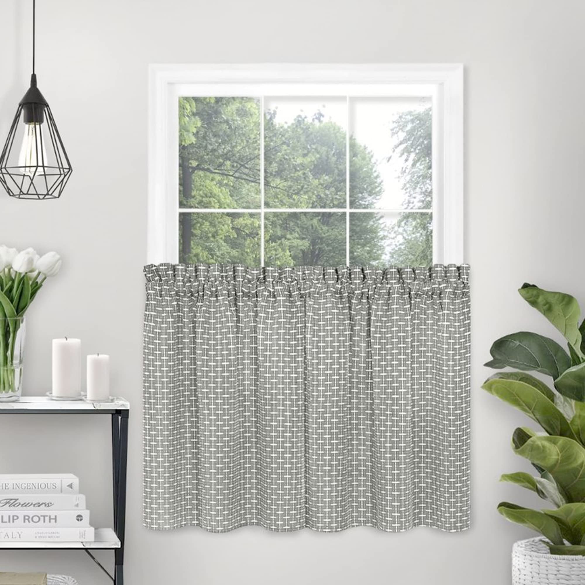 Amazon.com: Achim Bedford Front Tab Window Curtain Tier Pair Set - 58 ...