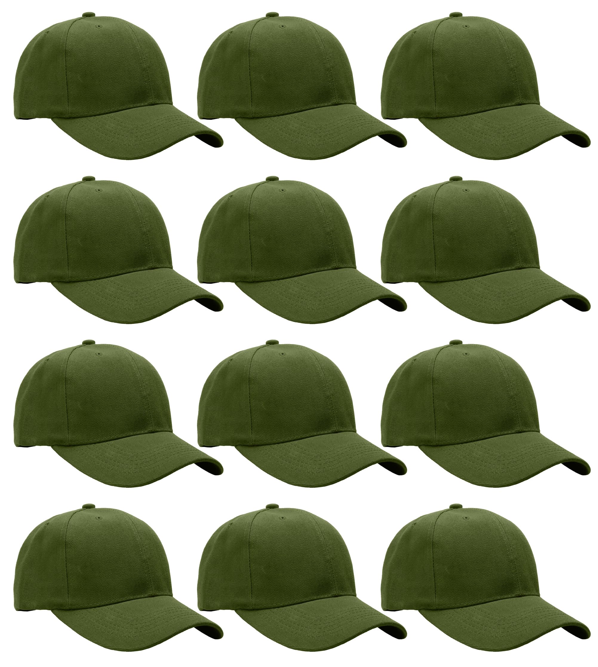 Falari Wholesale Bulk Lot 12-Pack Baseball Cap Adjustable Size Plain ...