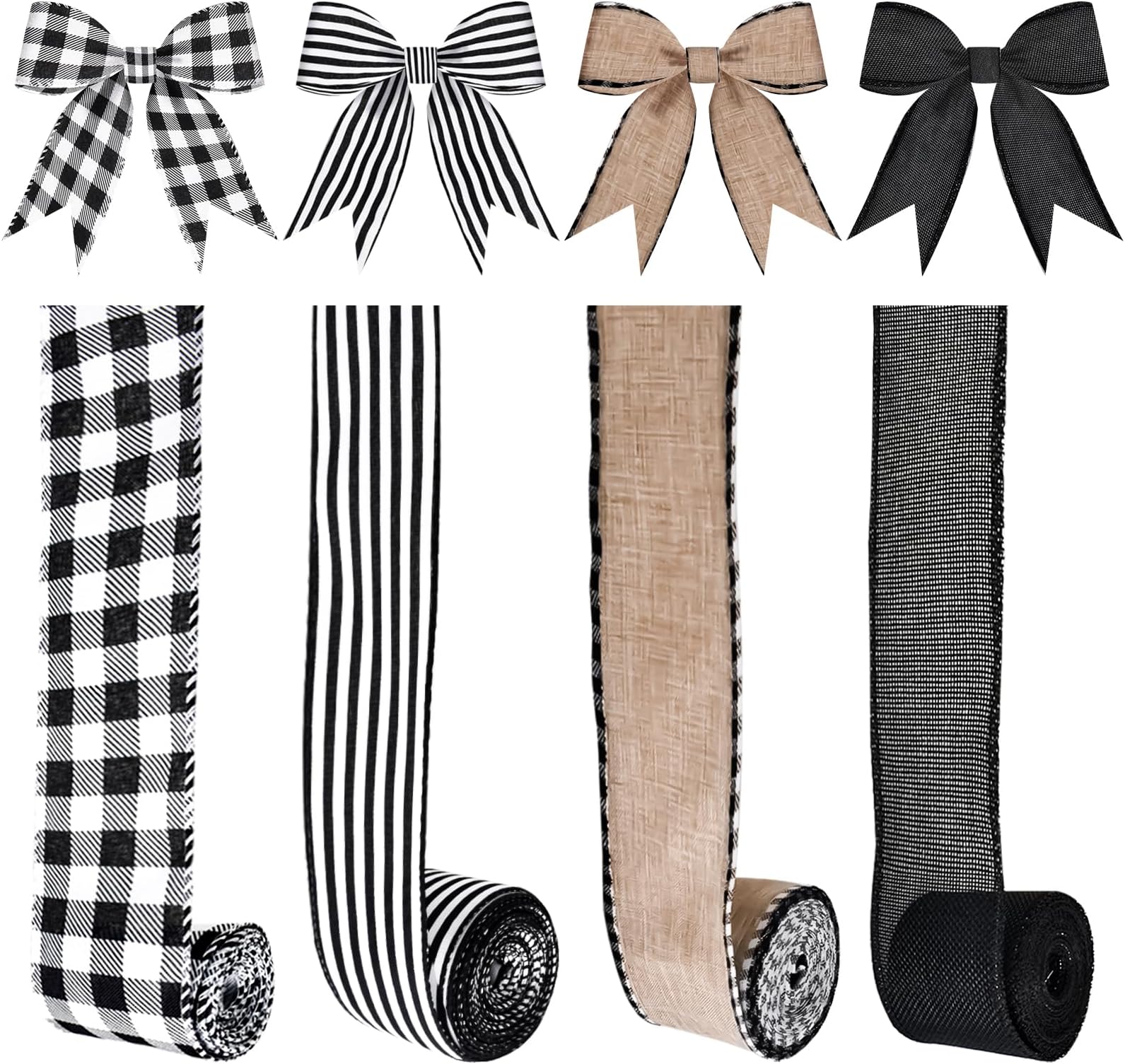 Amazon.com: Black Tan Gingham Check Wired Ribbon (1.5 Inch x 10 Yards ...