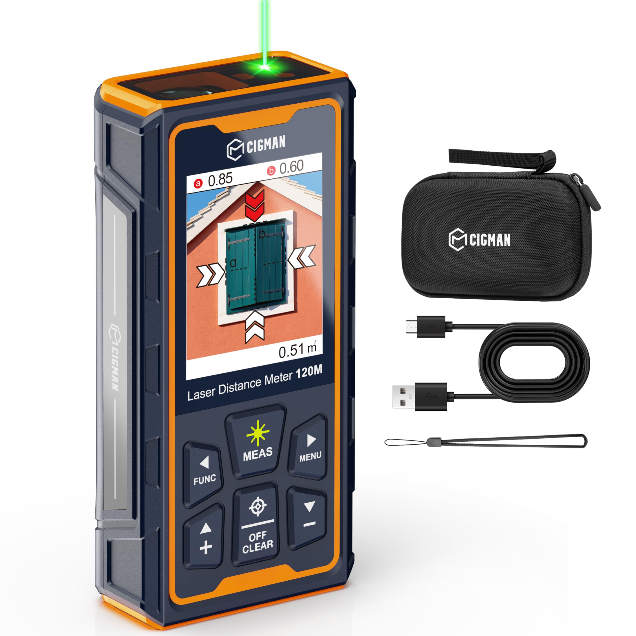 Snapklik.com : Laser Measuring Tool, CIGMAN 393ft Green-Beam Laser ...