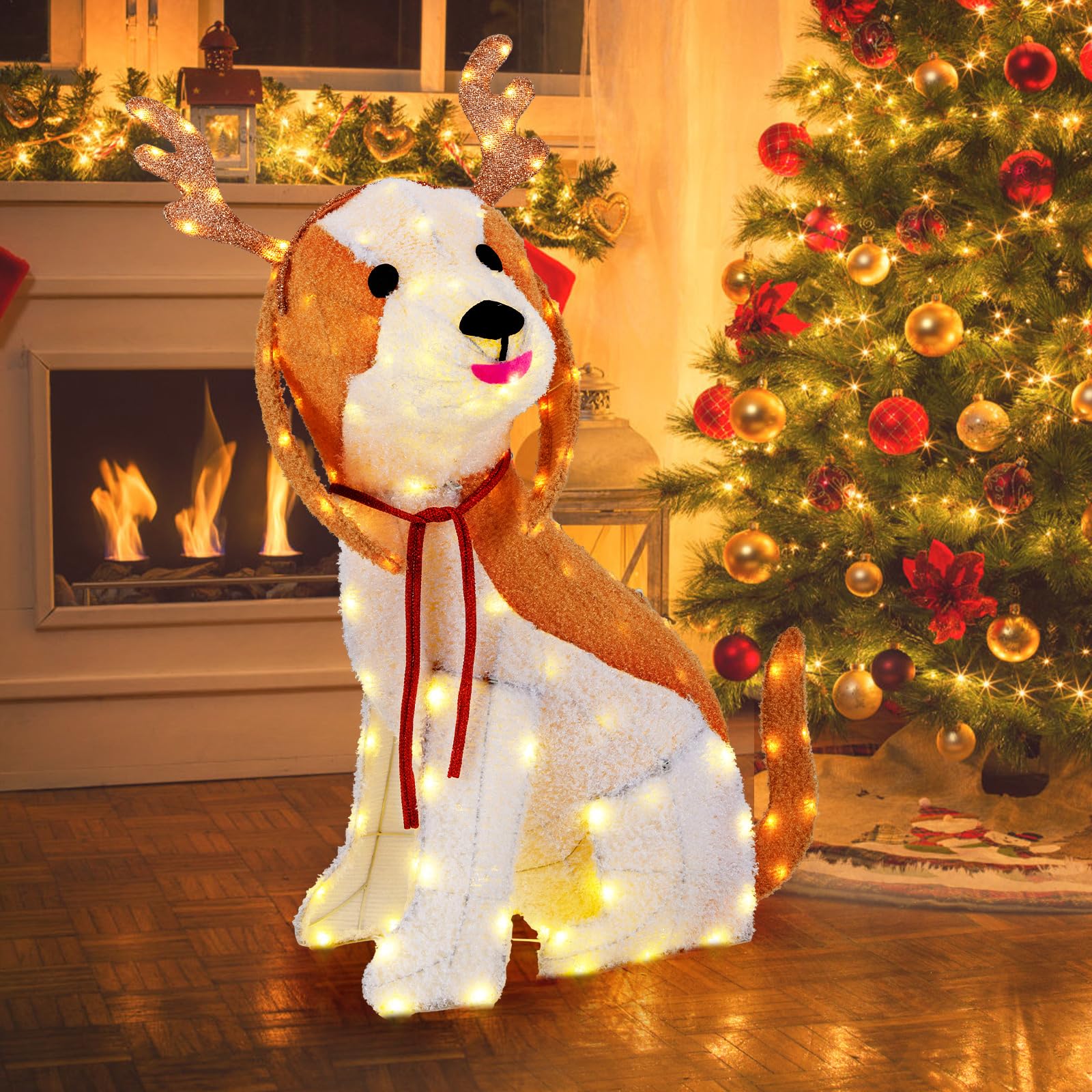 Amazon.com: Goplus Lighted Christmas Dog, Indoor Outdoor Puppy ...