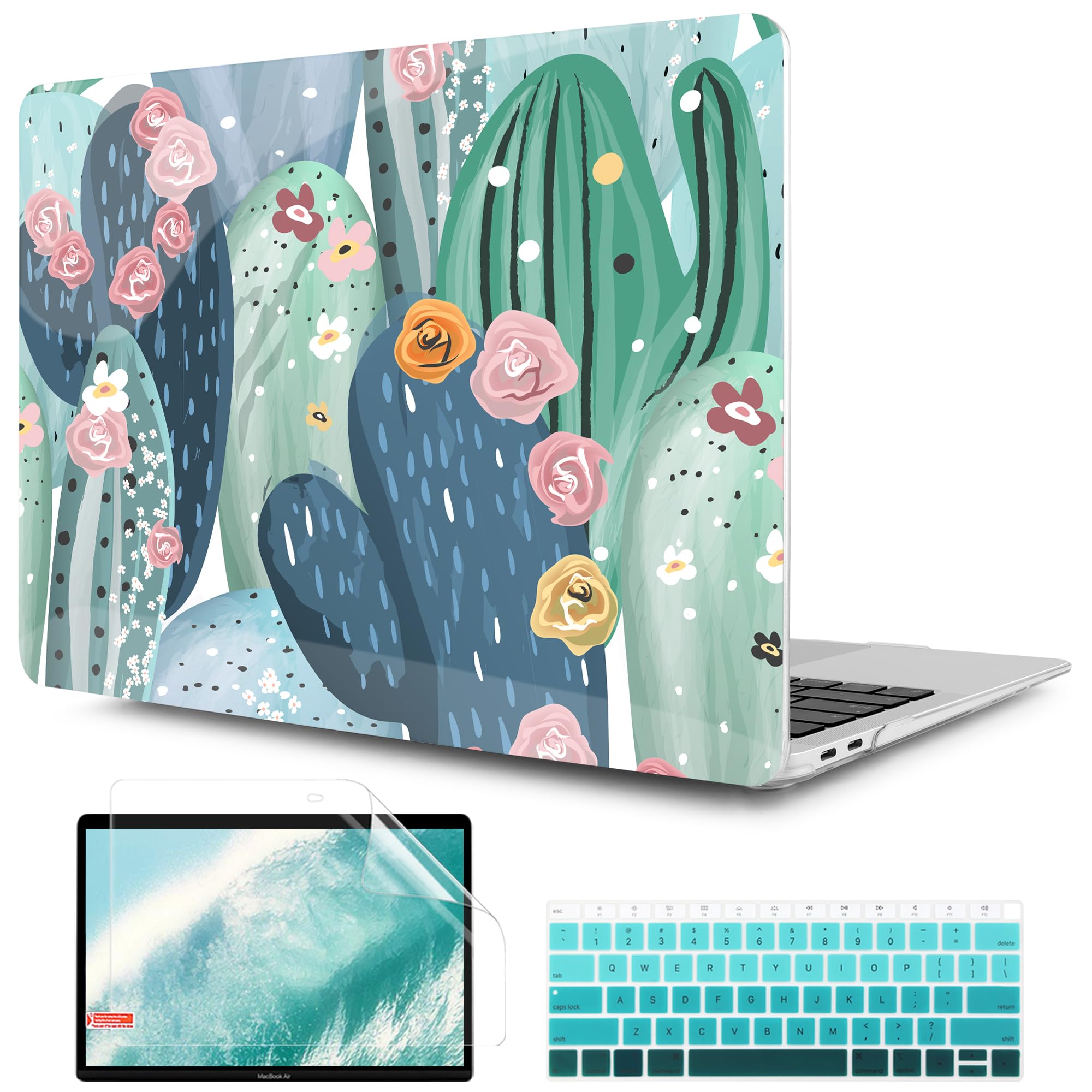 Amazon.com: TWOLSKOO Cute Cactus Print Hard Shell Case and Gradient ...