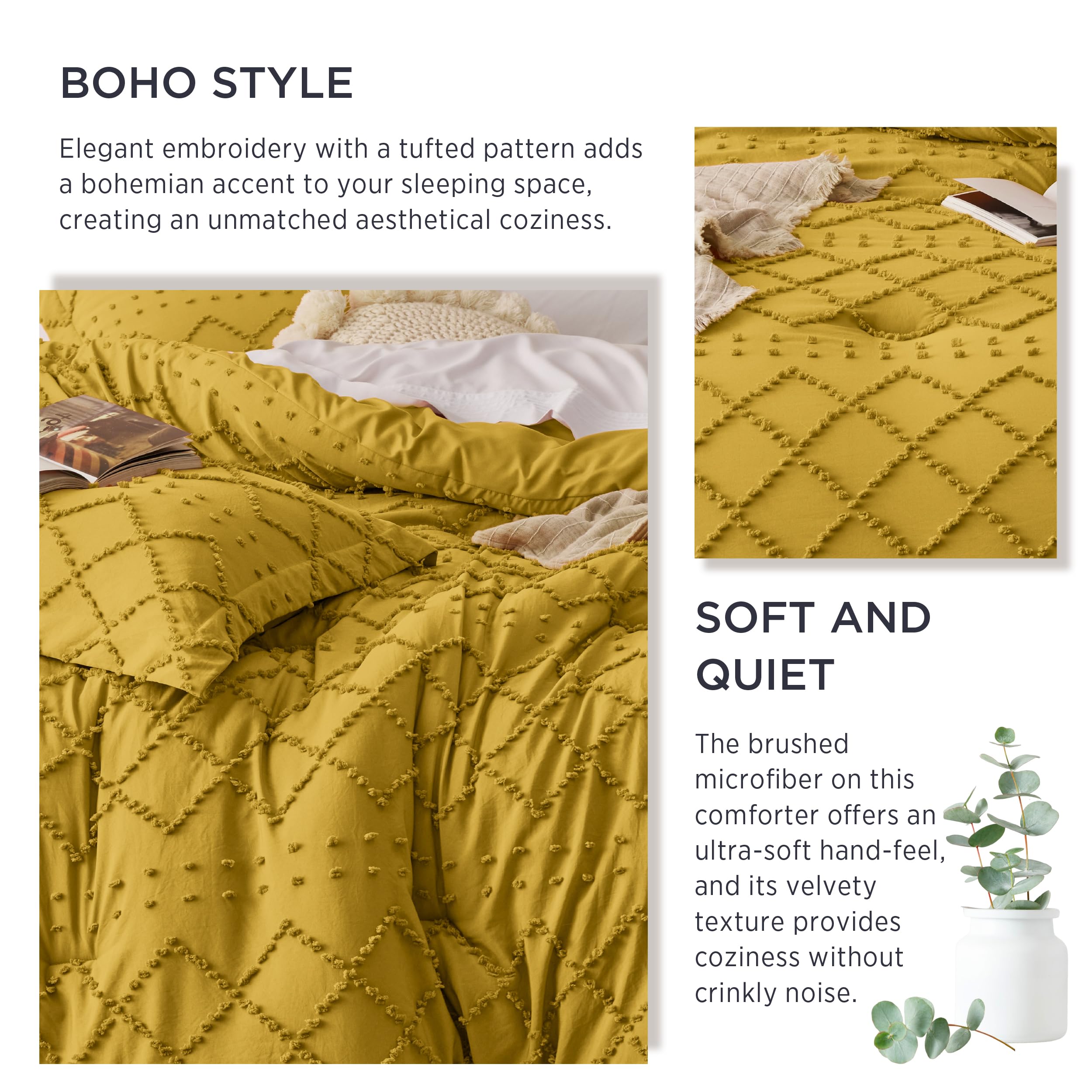 Snapklik.com : Bedsure Queen Comforter Set - Mustard Yellow Comforter ...