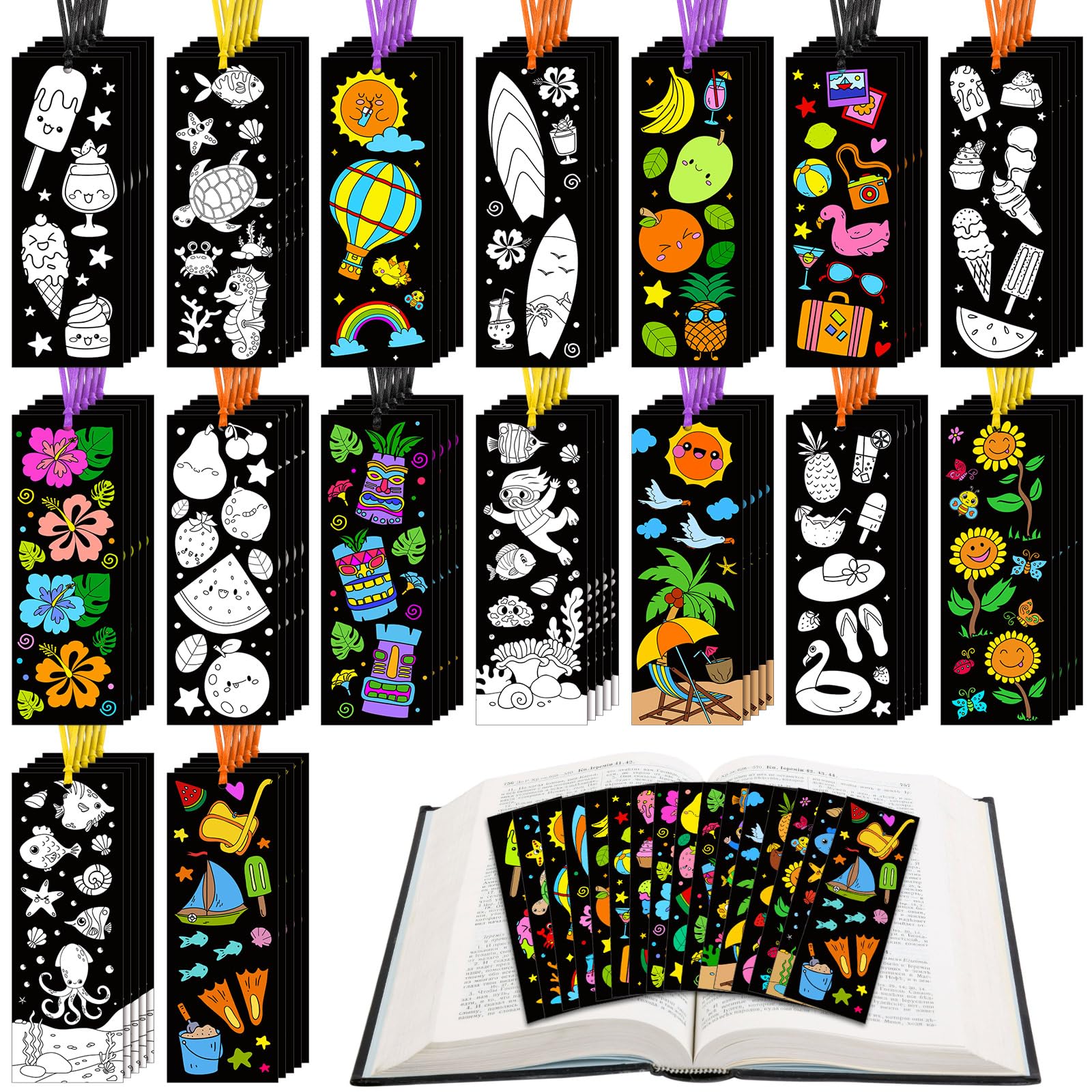 Amazon.com: Frienda 80 Pcs Back to School Color Your Own Bookmarks with ...