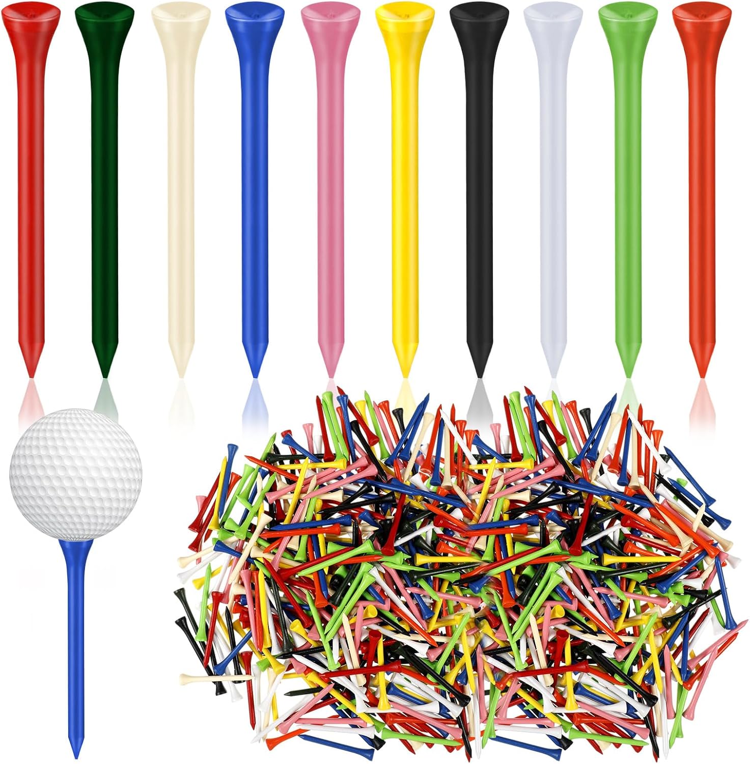 Amazon.com : Syhood 1000 Pieces Wood Golf Tees 2-3/4 Inch Wood Golfing Tees Wooden Colored Golf ...