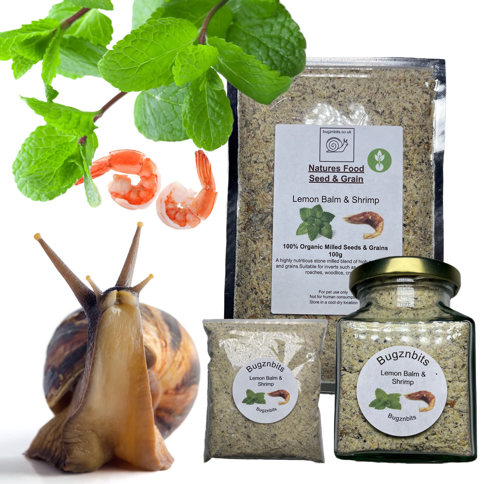 Bugznbits Giant African Land Snail Food, 100% Organic Blend with Lemon ...