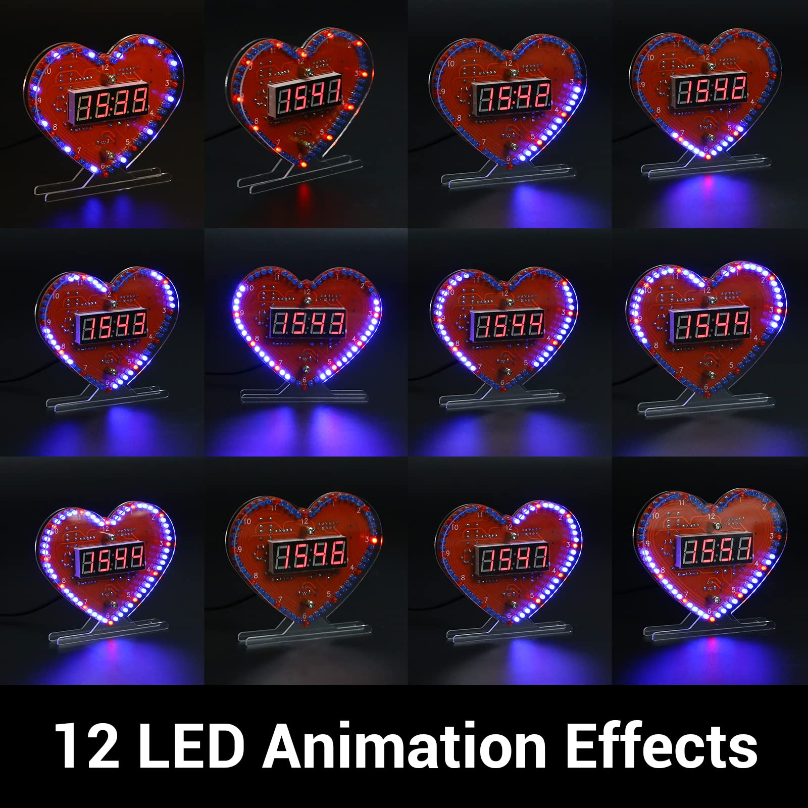 Snapklik.com : MIOYOOW Heart Shaped 4-Digit DIY Clock Kits