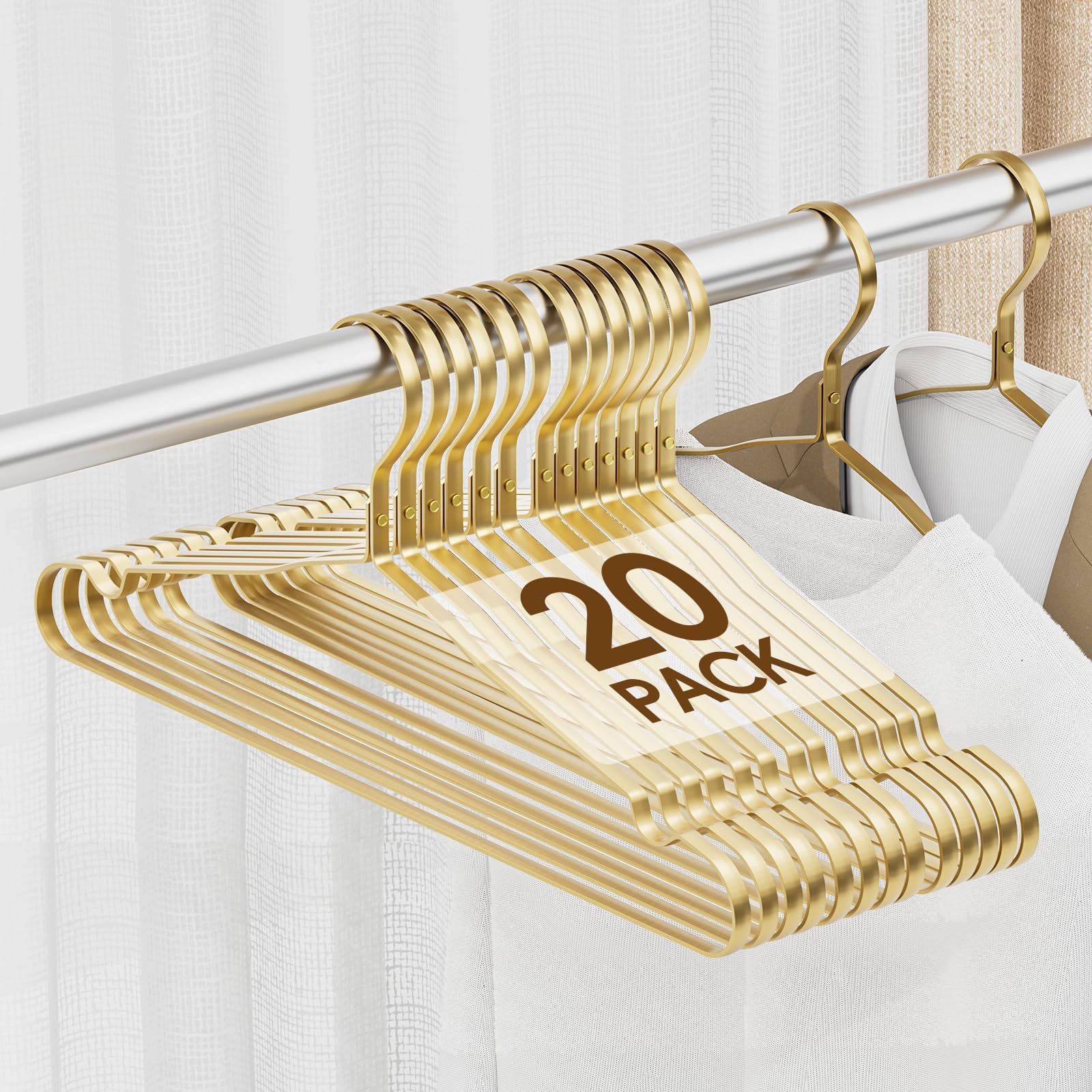Amazon.com: Matte Gold Aluminum Clothes Hangers, 16.5” Extra Smooth ...