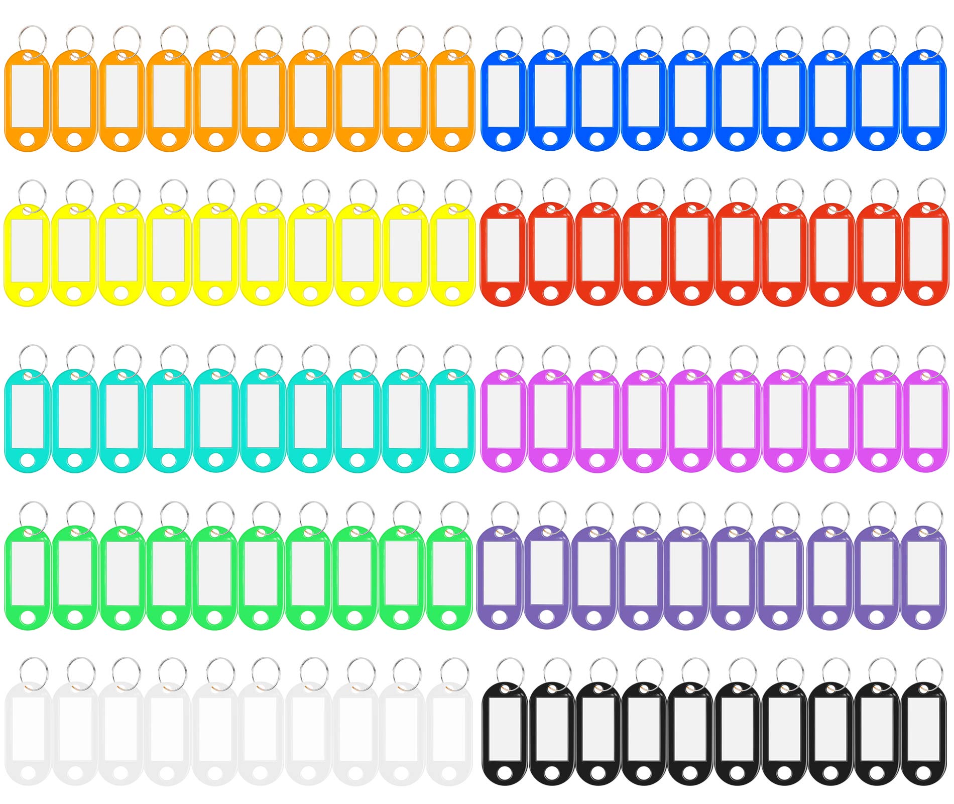Buy 100Pcs Key Tags, Plastic Key Labels 10 Colors Key ID Tags ID Label ...