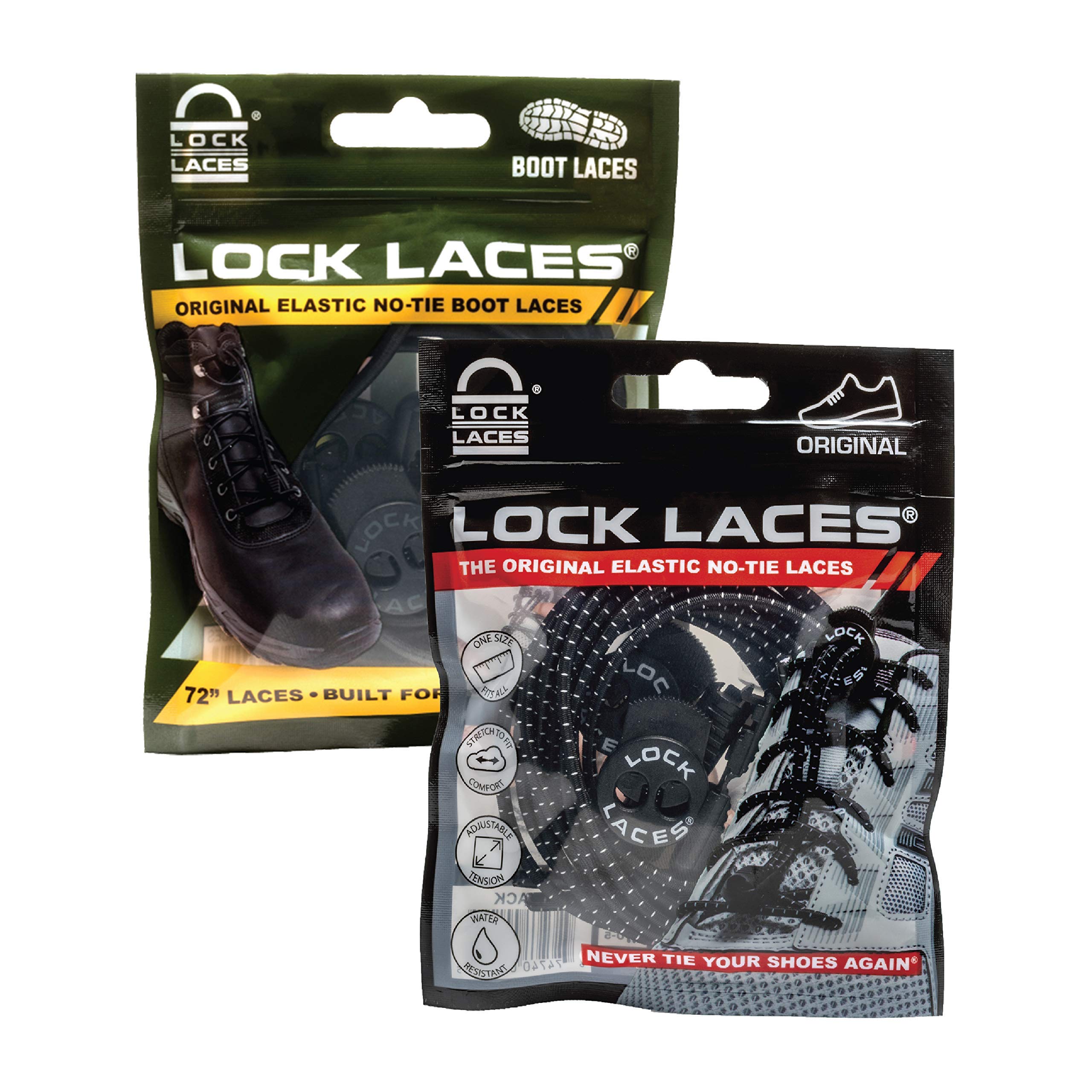 Amazon.com: Lock Laces Black Shoe and Black Boot Bundle : Clothing ...