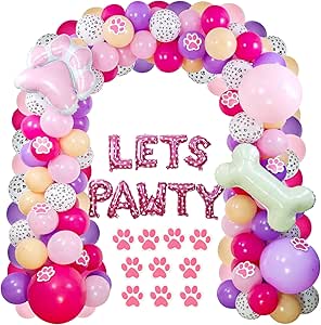 Amazon.com: Dog Paw Balloon Arch Garland, Pink Purple Paw Print Balloons with Paw Bone Foil ...