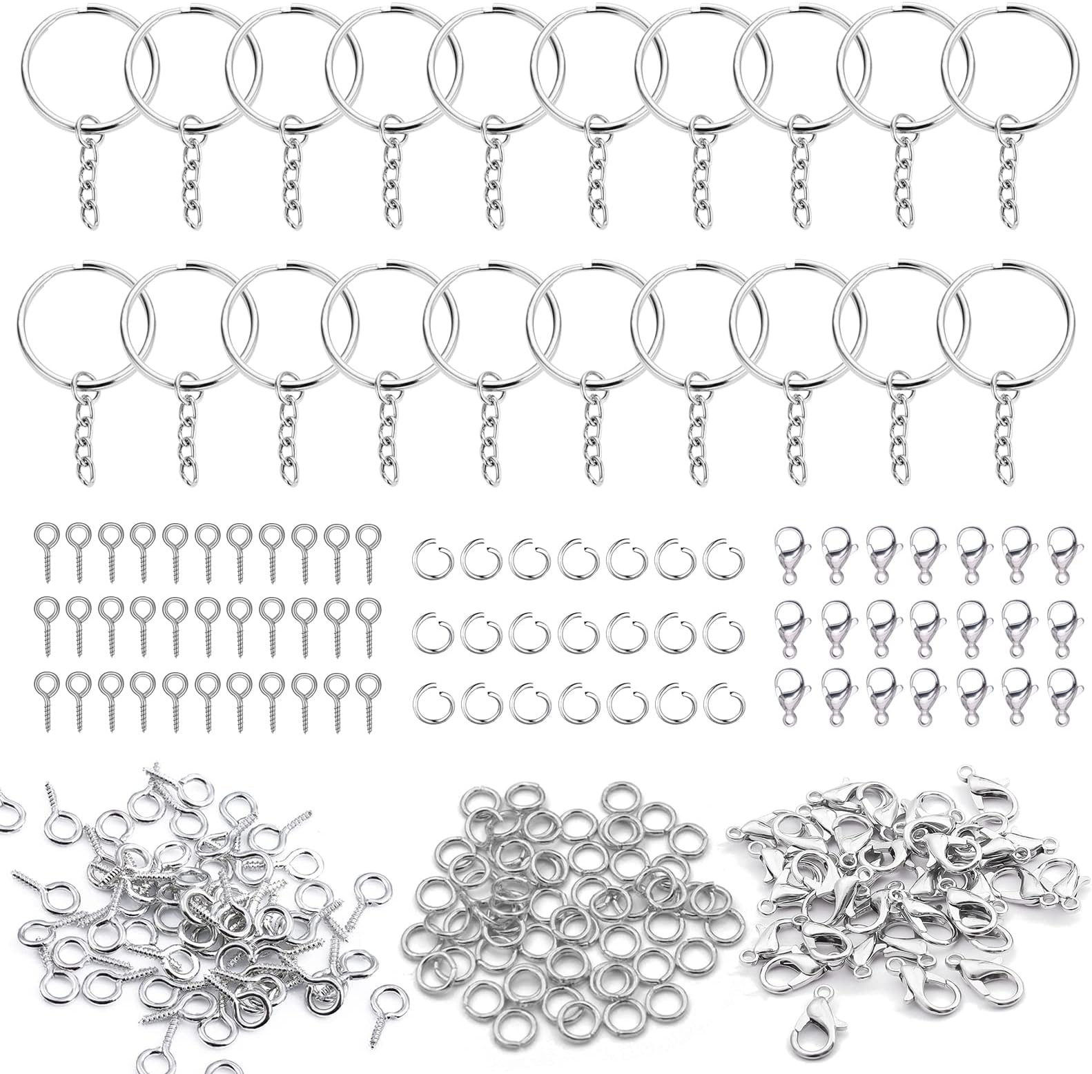 120 PCS Key Ring Making Tools, DIY Key Chain Lobster Clasps, Key Chain ...