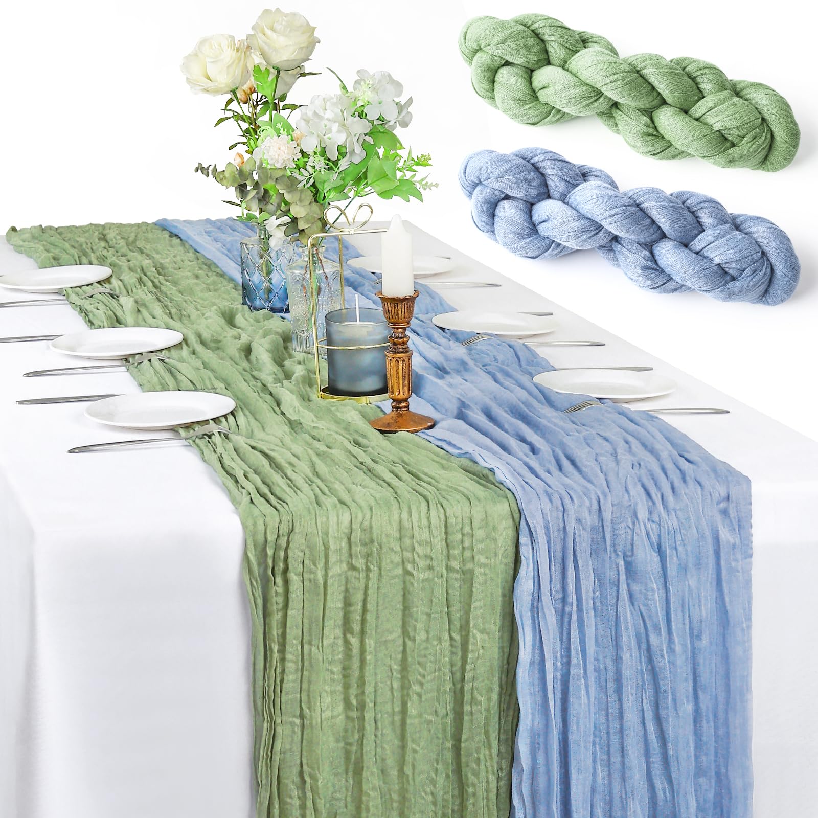 Amazon.com: XSEINO 2 Pieces 10FT Sage Green and Dusty Blue Cheesecloth ...