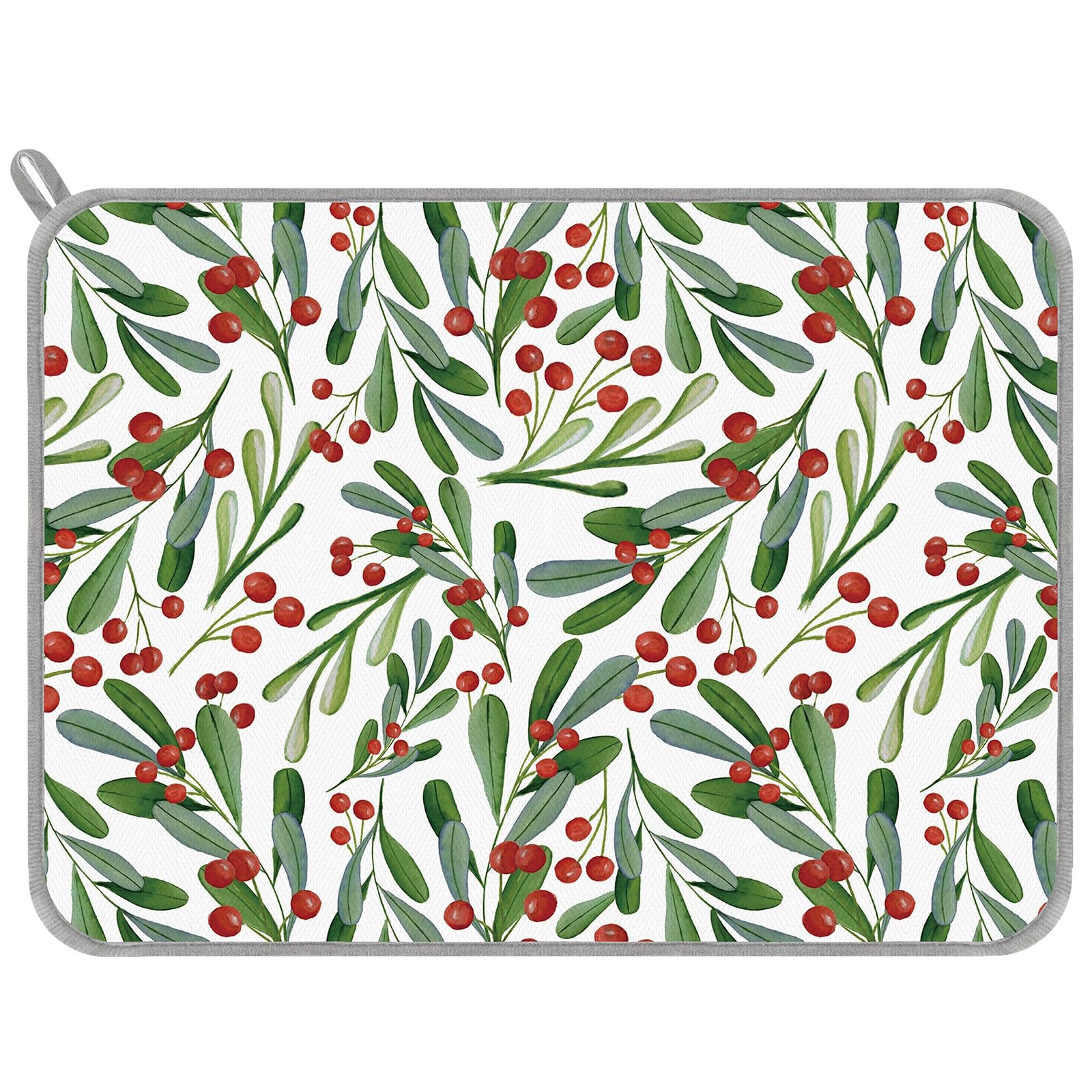 Amazon.com: Generic AnyDesign Christmas Dish Drying Mat Xmas Holly ...